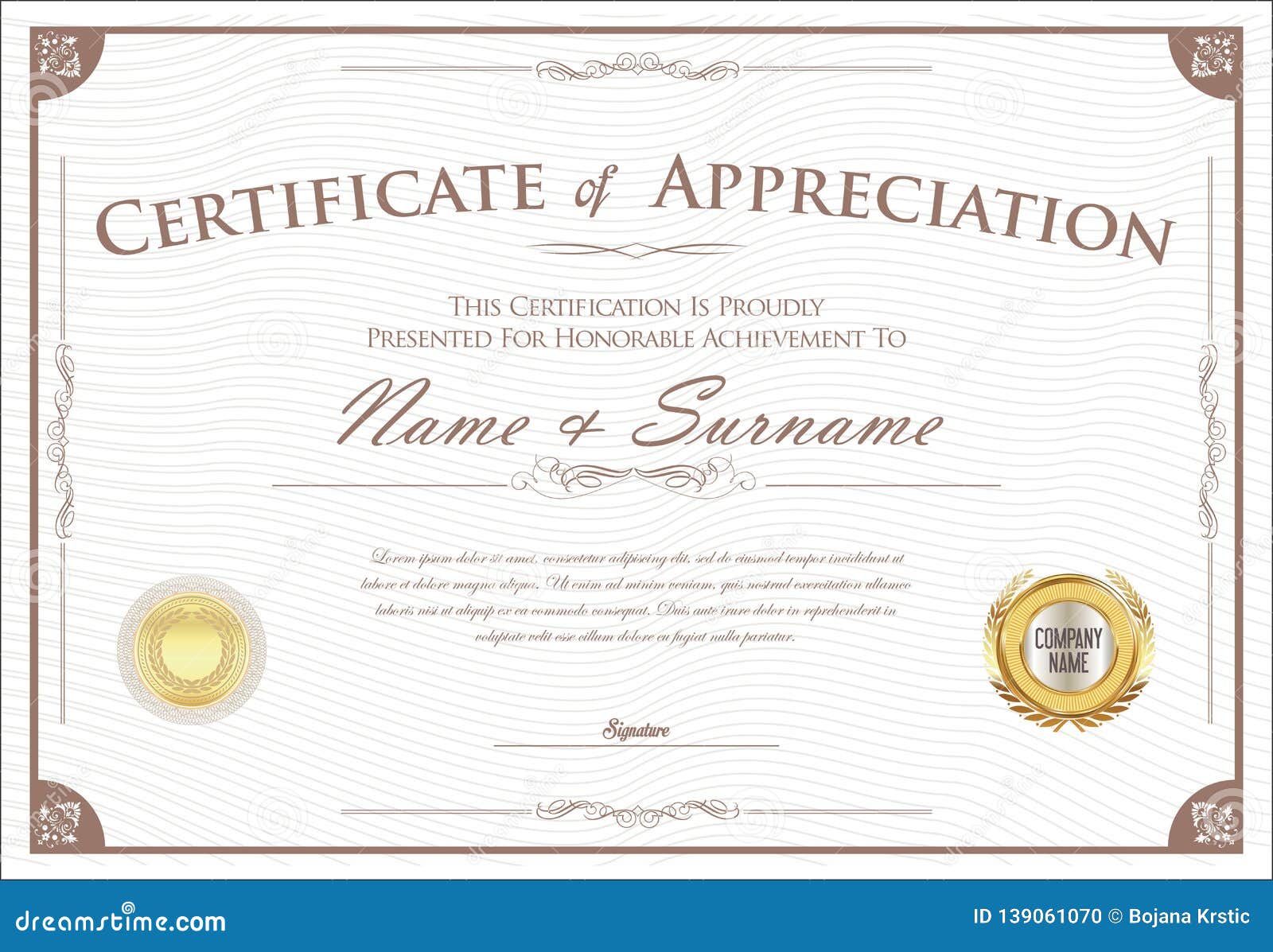 Certificate or Diploma Retro Design Template Vector Illustration Stock ...