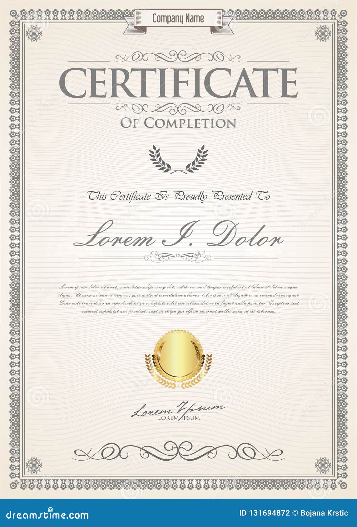 Certificate or Diploma Retro Vintage Design Template Stock Illustration ...