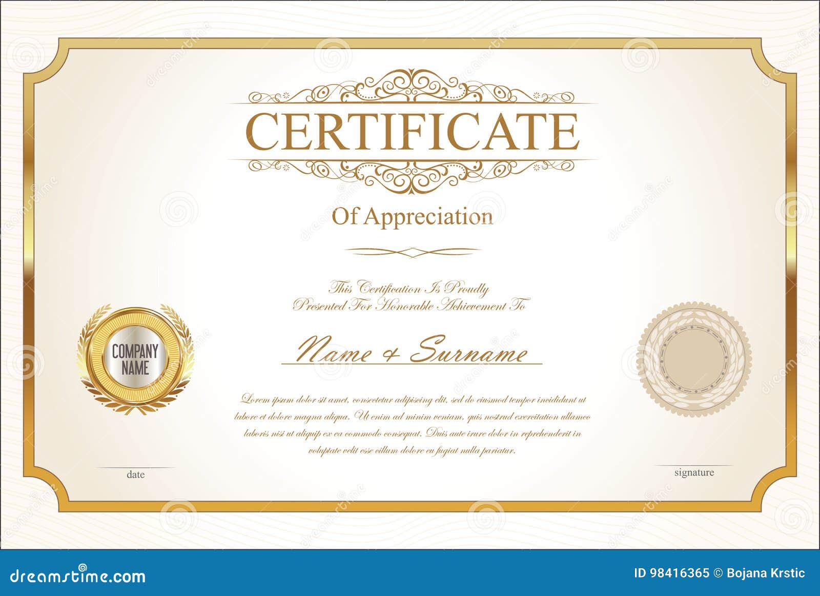 Certificate or Diploma Retro Vintage Design Template Stock Vector ...