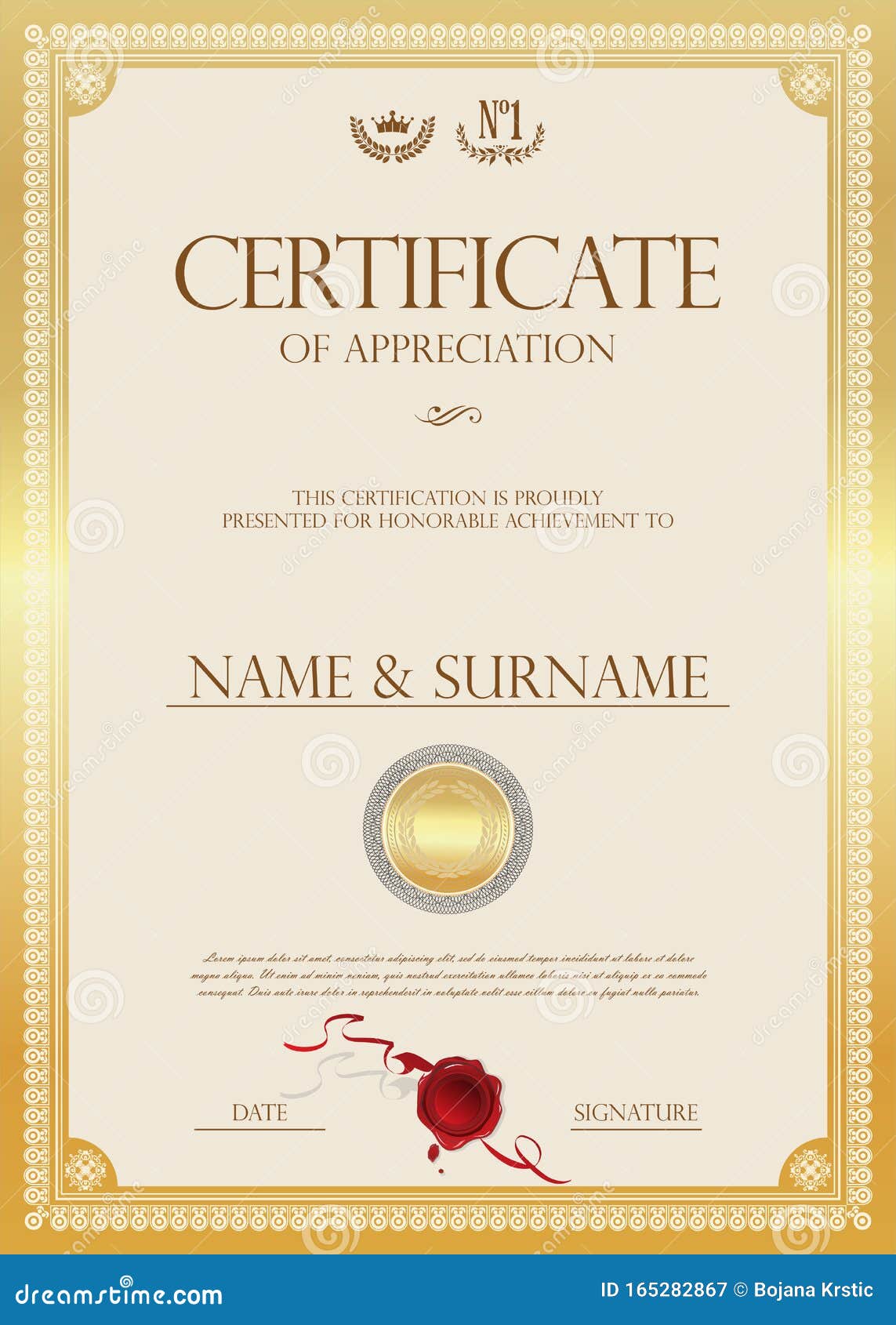 Certificate or Diploma Retro Vintage Design Stock Illustration ...