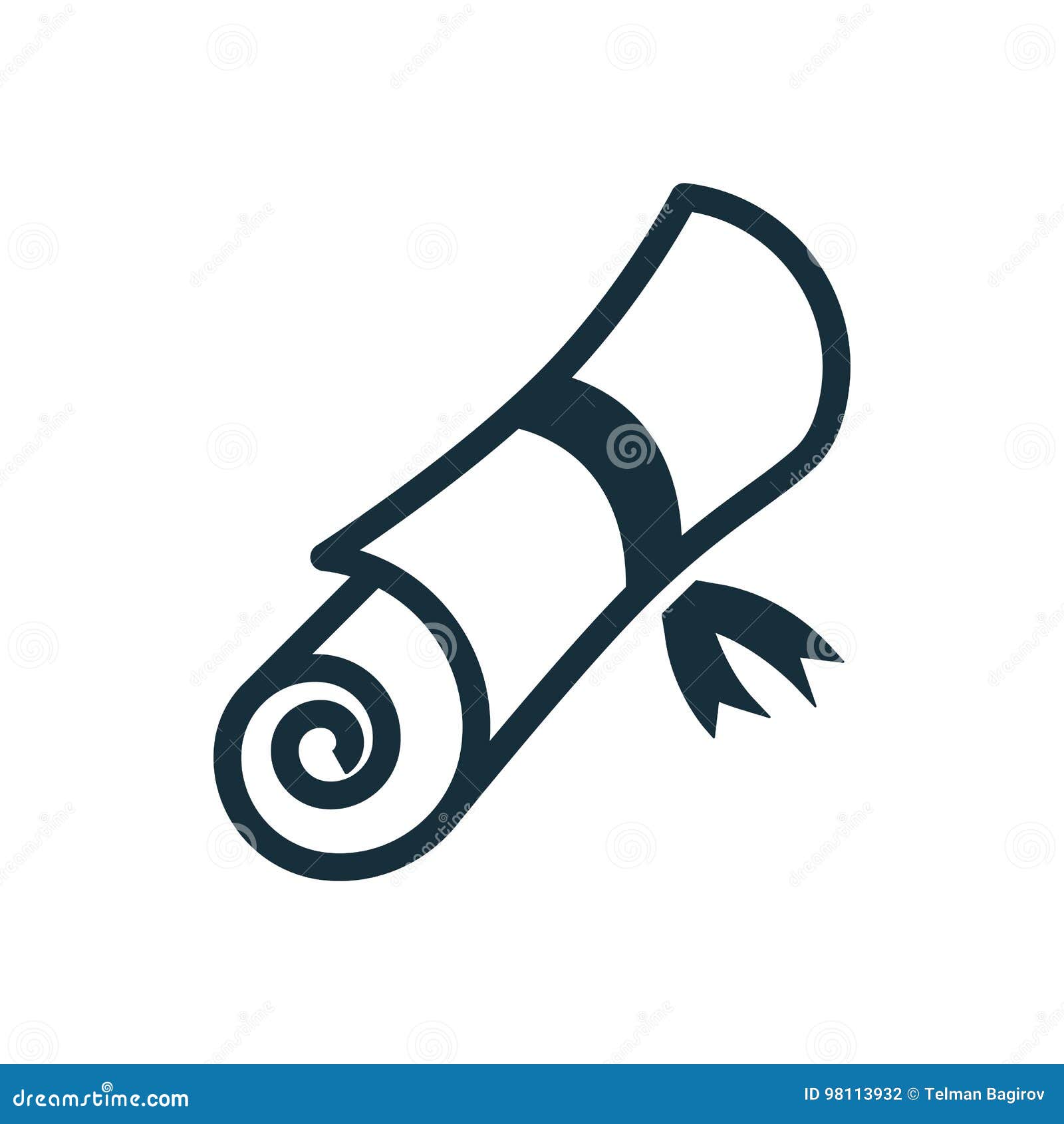 Certificate Diploma Scroll Icon Stock Illustration - Illustration of ...