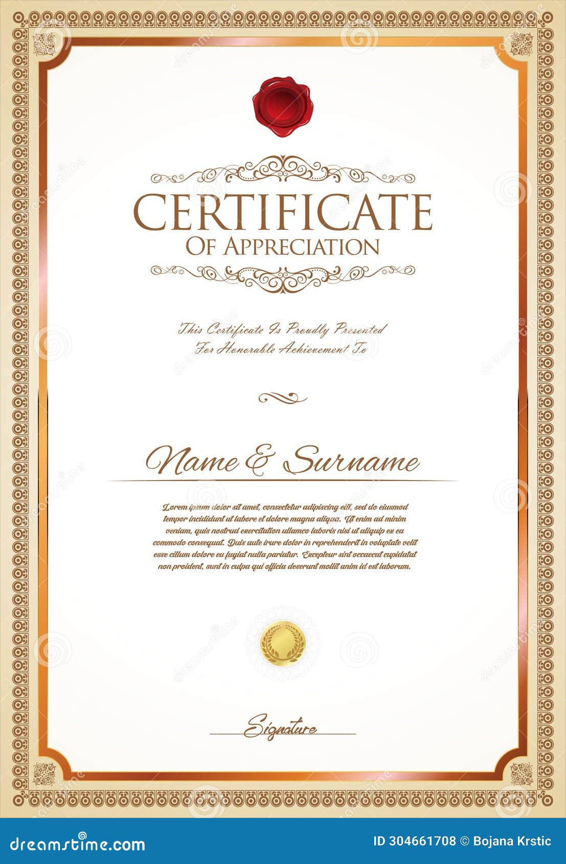Certificate or Diploma Template with Decorative Design Calligraphy ...