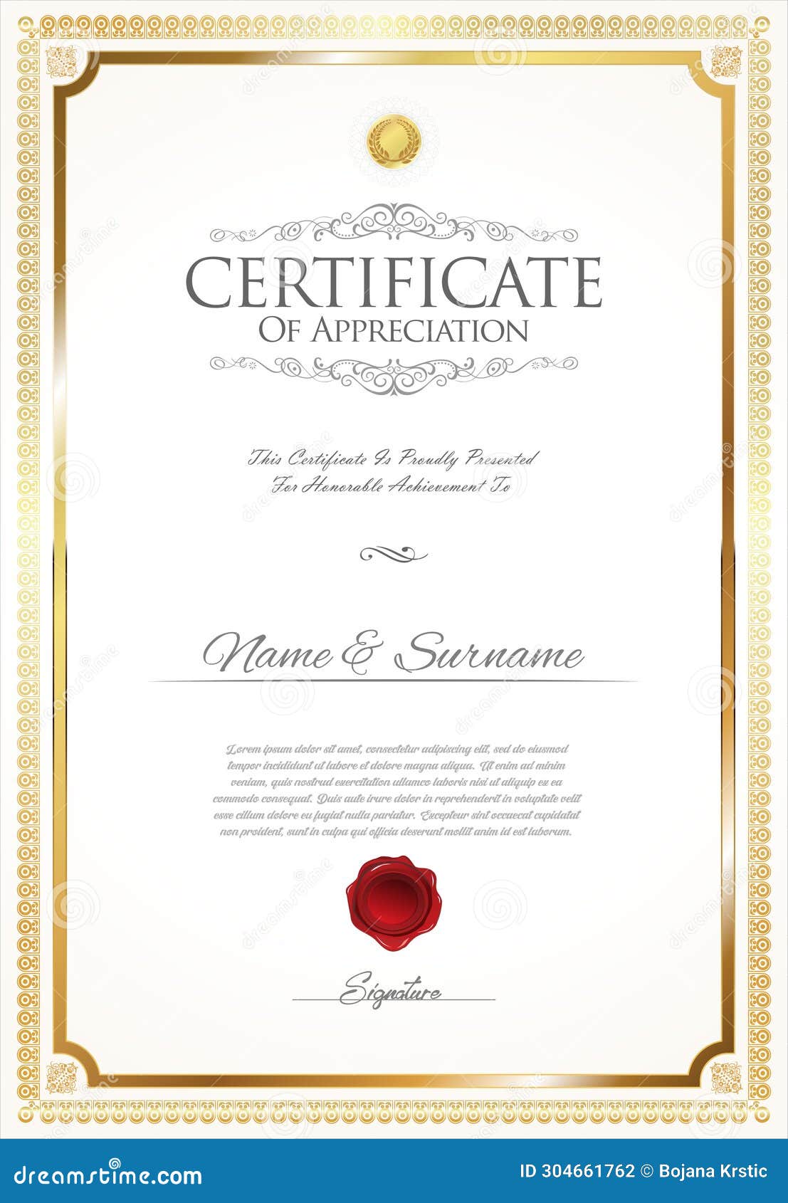 Certificate or Diploma Template with Decorative Design Calligraphy ...