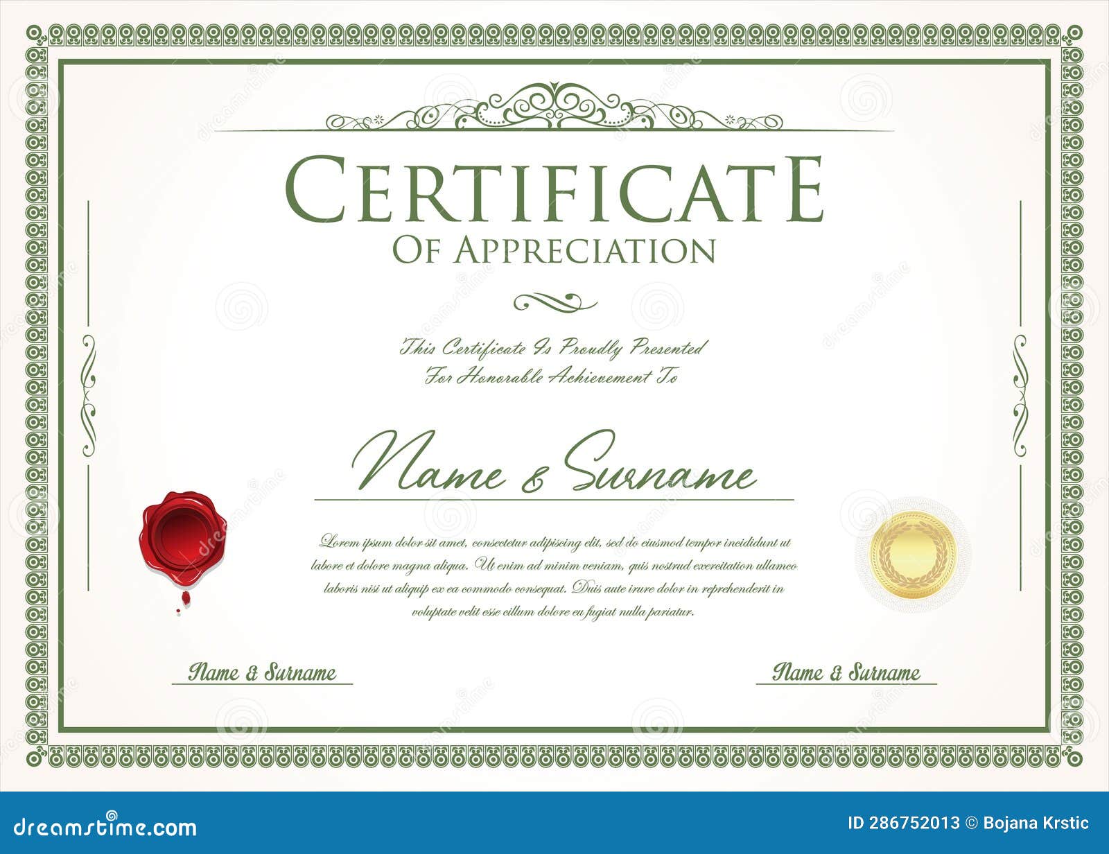 Certificate or Diploma Template with Decorative Design Calligraphy ...