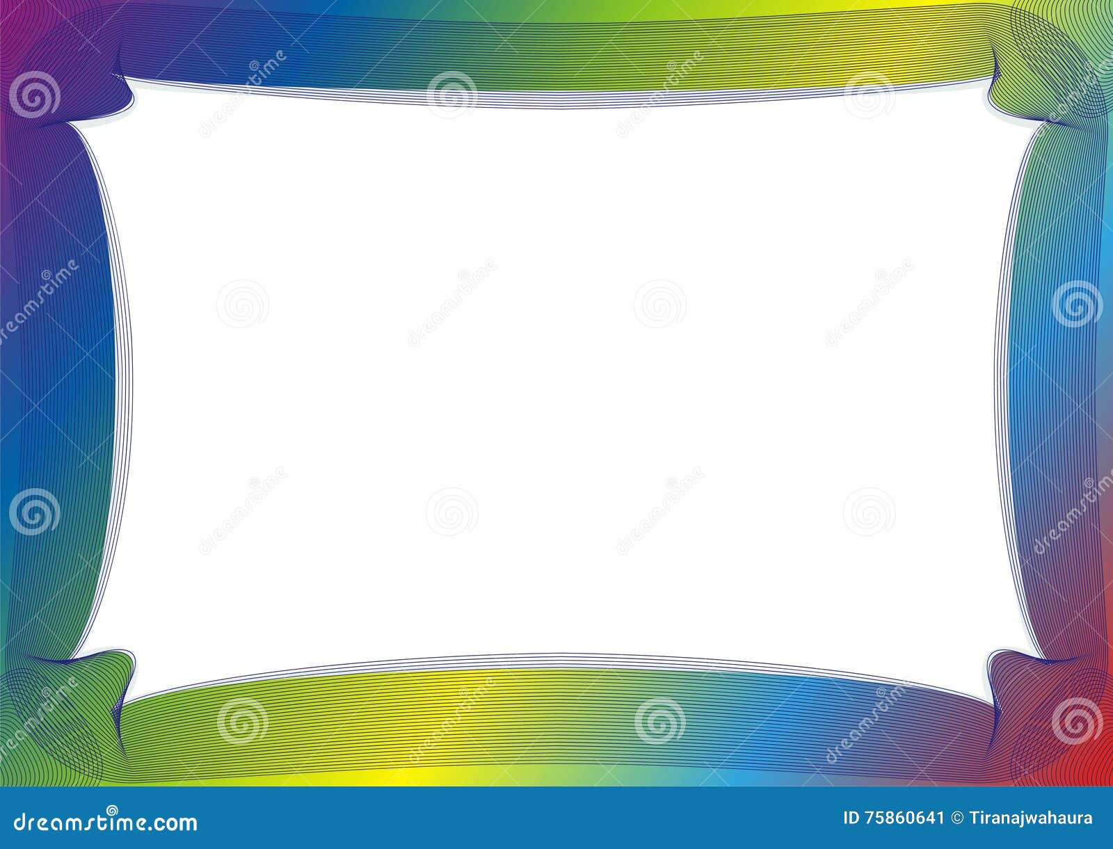 Certificate or Diploma Template with Rainbow Frame Stock Vector ...