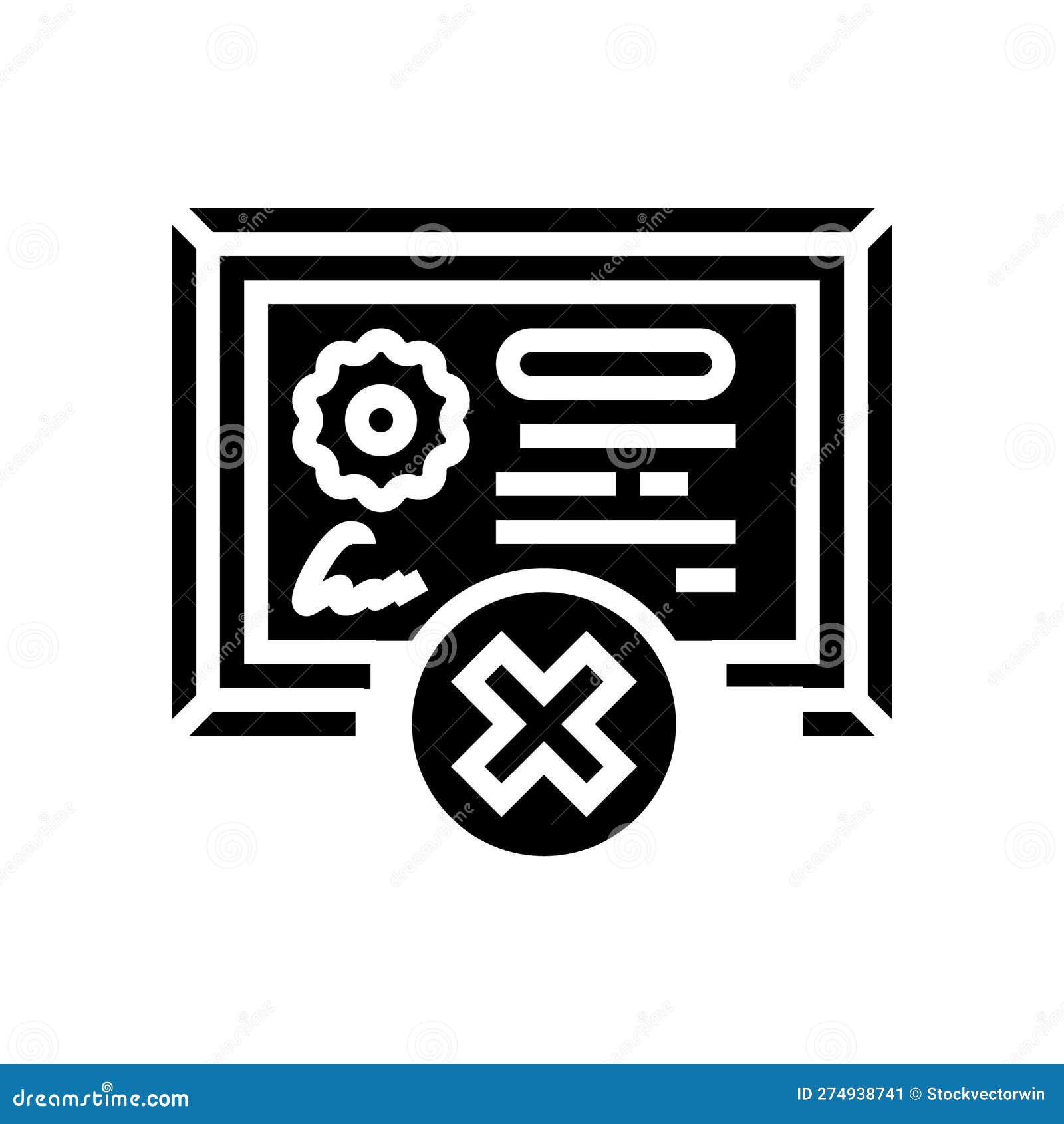 Certificate Disapprove Glyph Icon Vector Illustration Stock ... Certificate Disapprove Glyph Icon Vector Illustration Stock ...