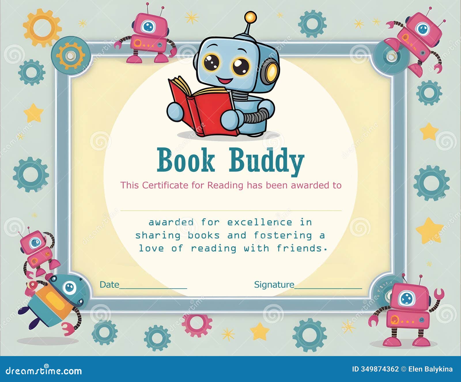 Certificate for Excellence in Reading, Robot Stock Illustration ...