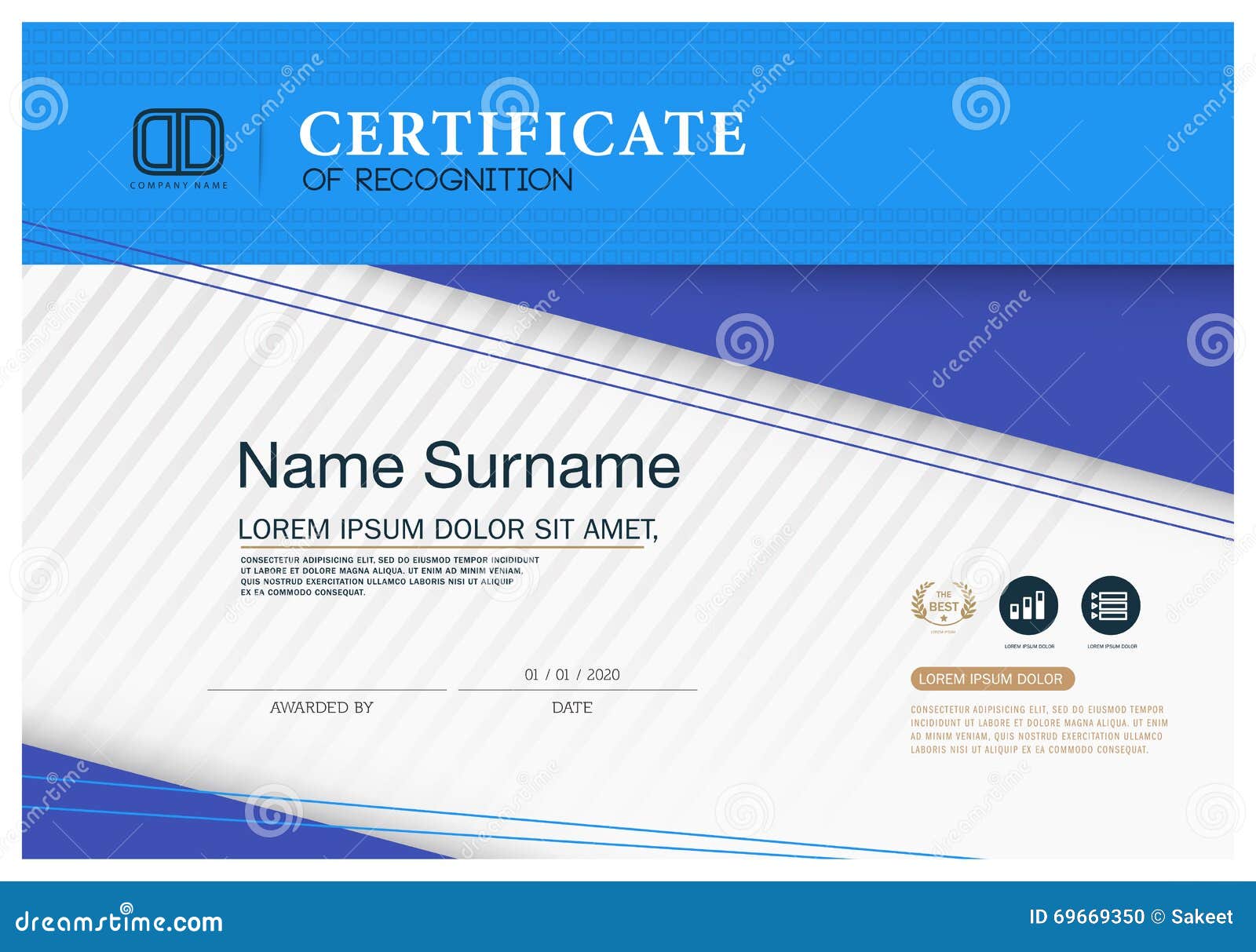 Certificate Frame Design Template Layout Template in A4 Size Stock ...
