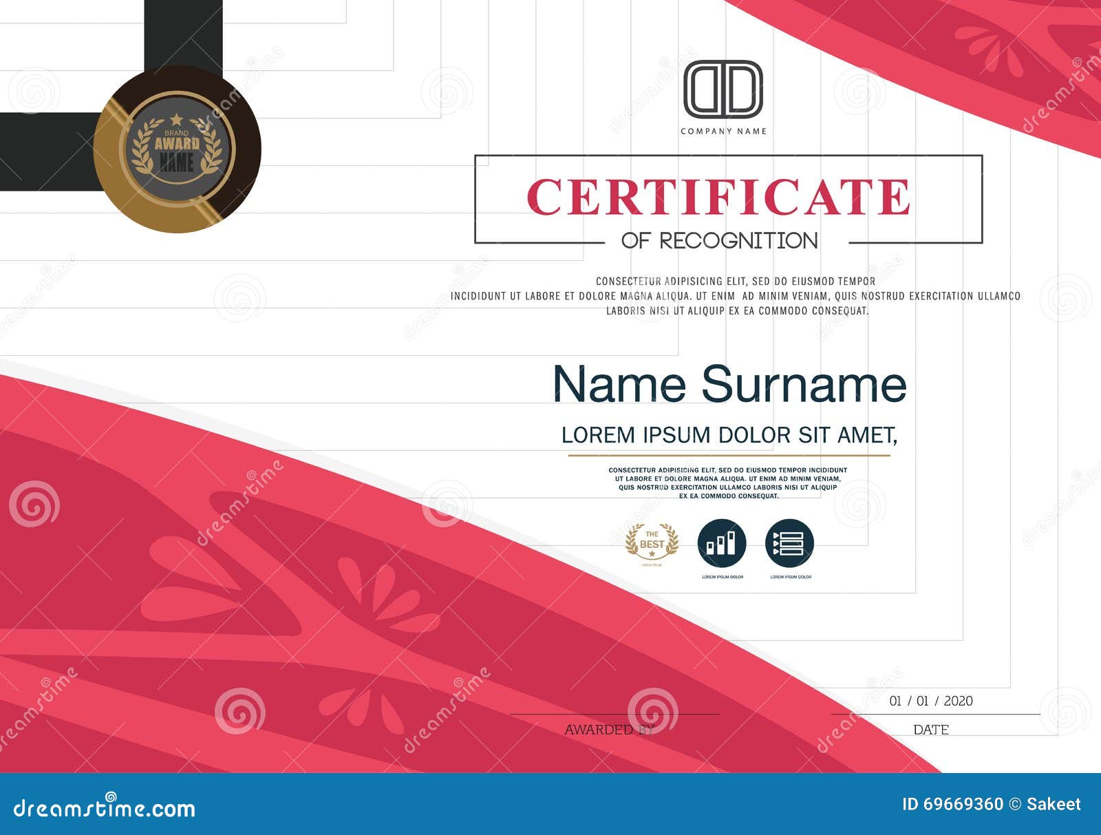 Certificate Frame Design Template Layout Template In A4 Size Vector ...