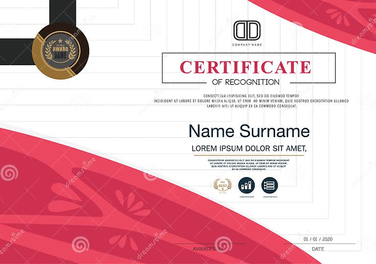 Certificate Frame Design Template Layout Template in A4 Size Stock ...