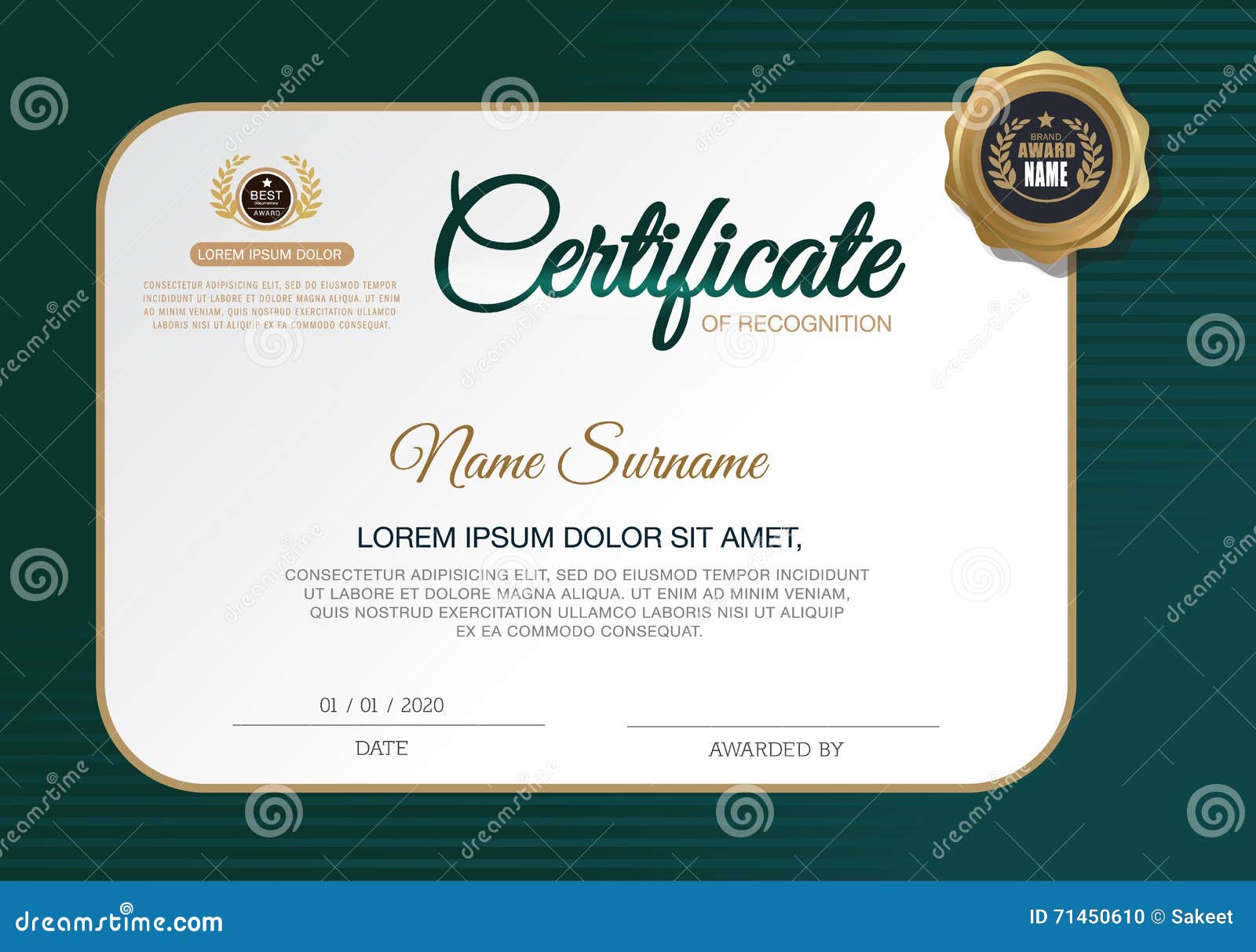 Certificate Frame Design Template Layout Template in A4 Size Stock ...