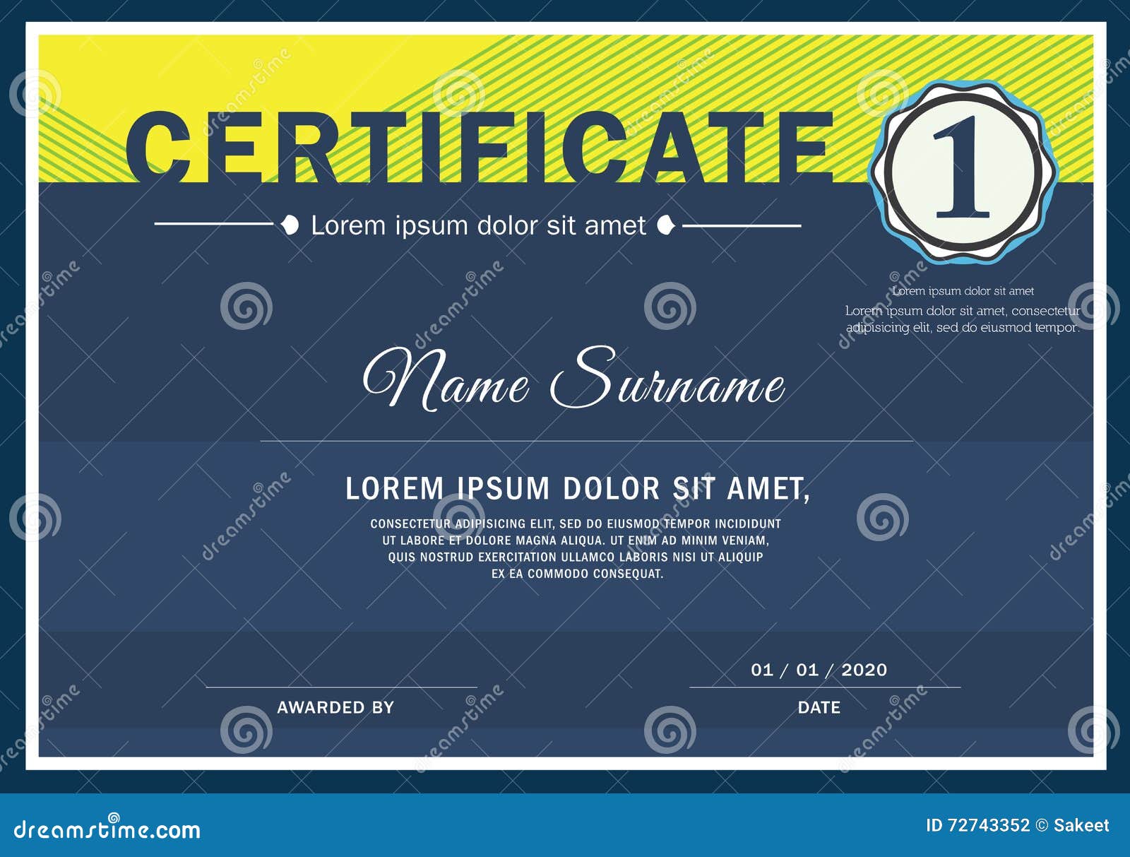 Certificate Frame Design Template Layout Template in A4 Size Stock ...