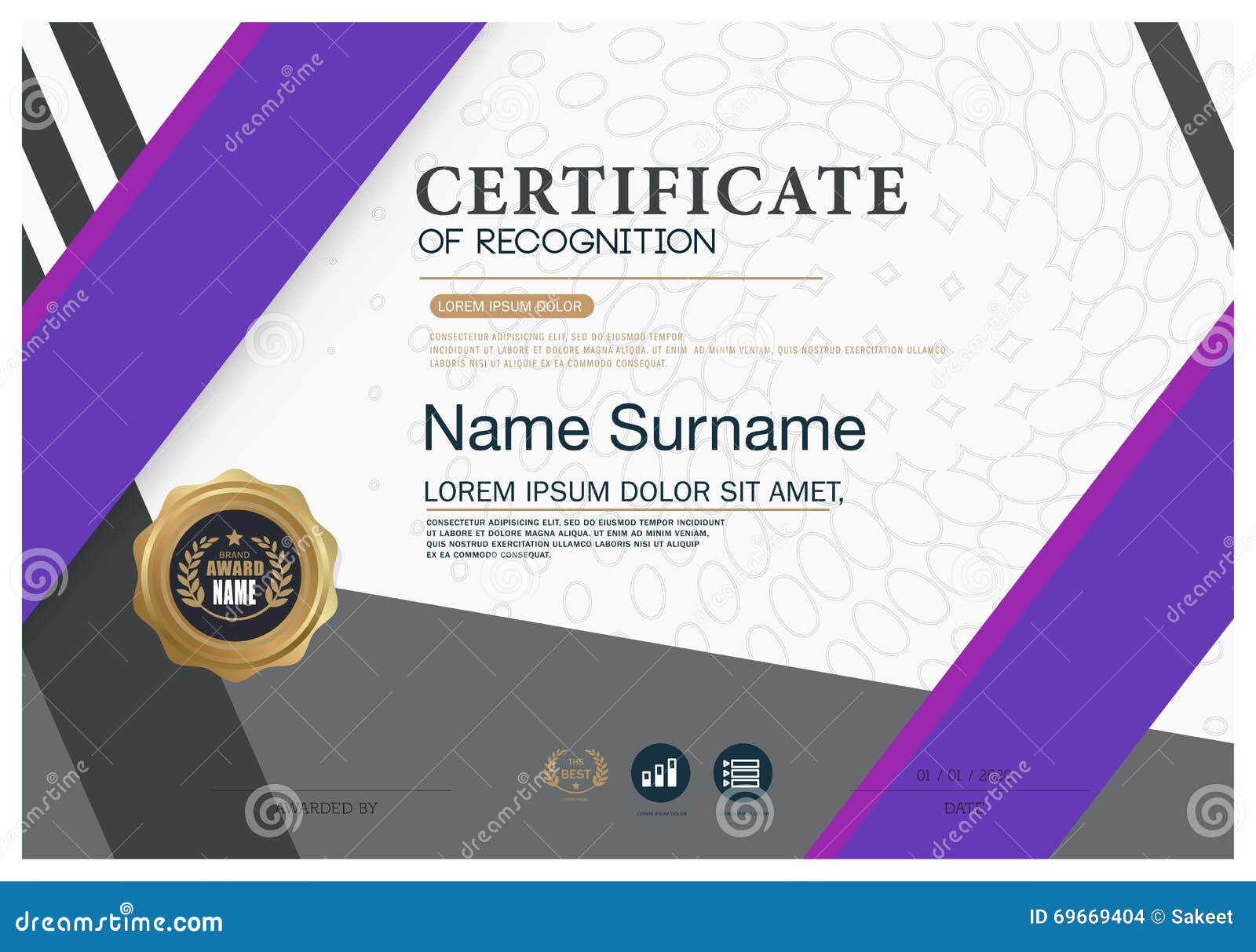 Certificate Frame Design Template Layout Template in A4 Size Stock ...