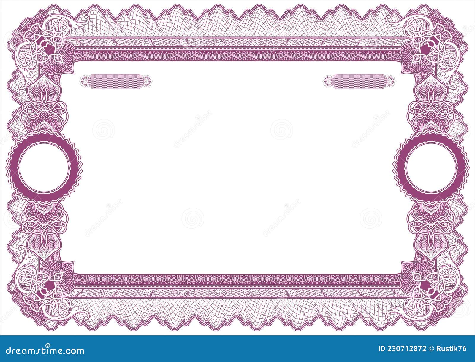 Certificate Frame. Horizontal with Two Seals. A4 Format Lilac Stock ...