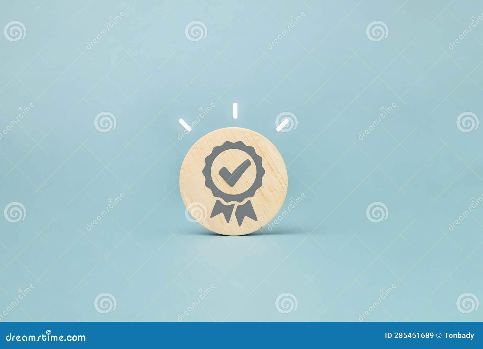 Certificate Guarantee Icon on Wooden Cube, International Organization ...
