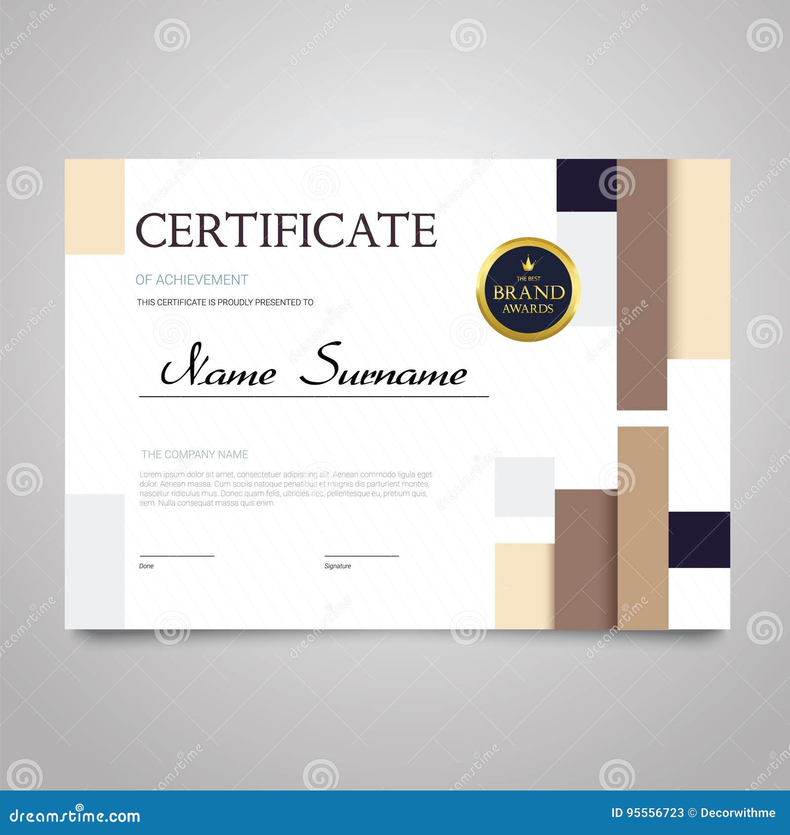 Certificate - Horizontal Elegant Vector Document Stock Vector ...