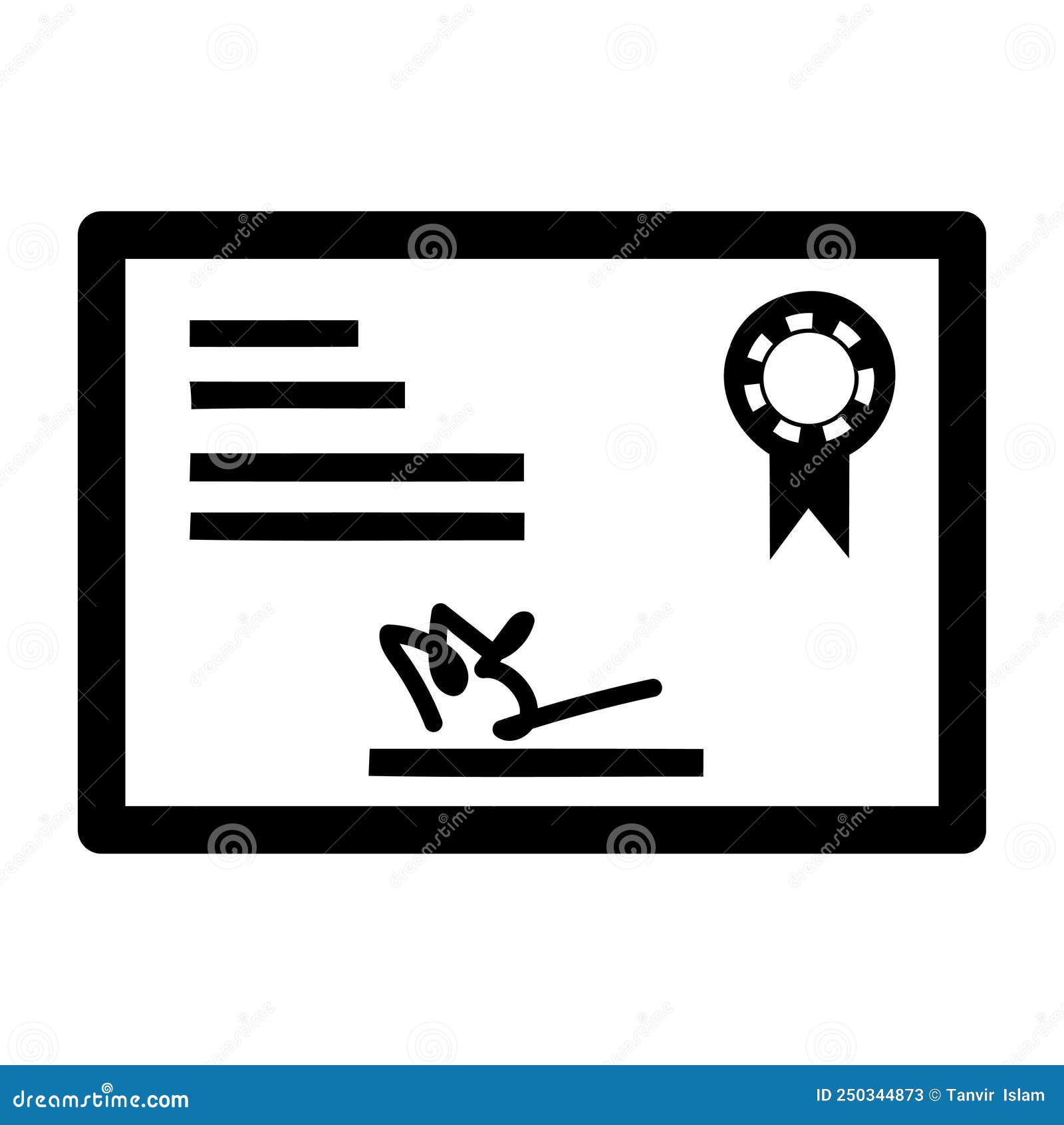 Certificate Icon stock vector. Illustration of licence - 250344873