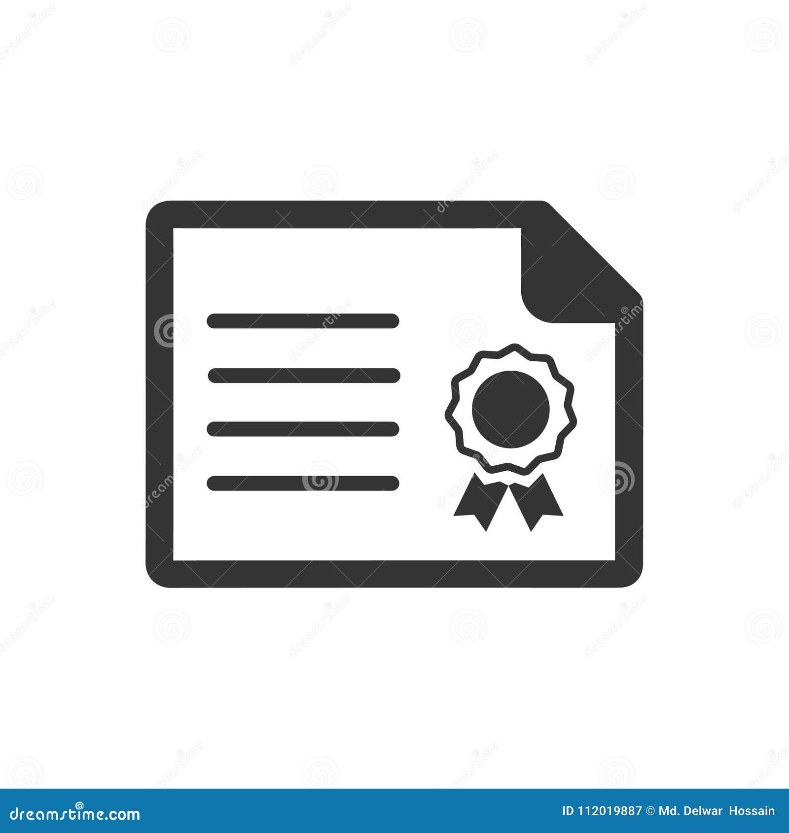 Certificate Icon stock vector. Illustration of award - 112019887