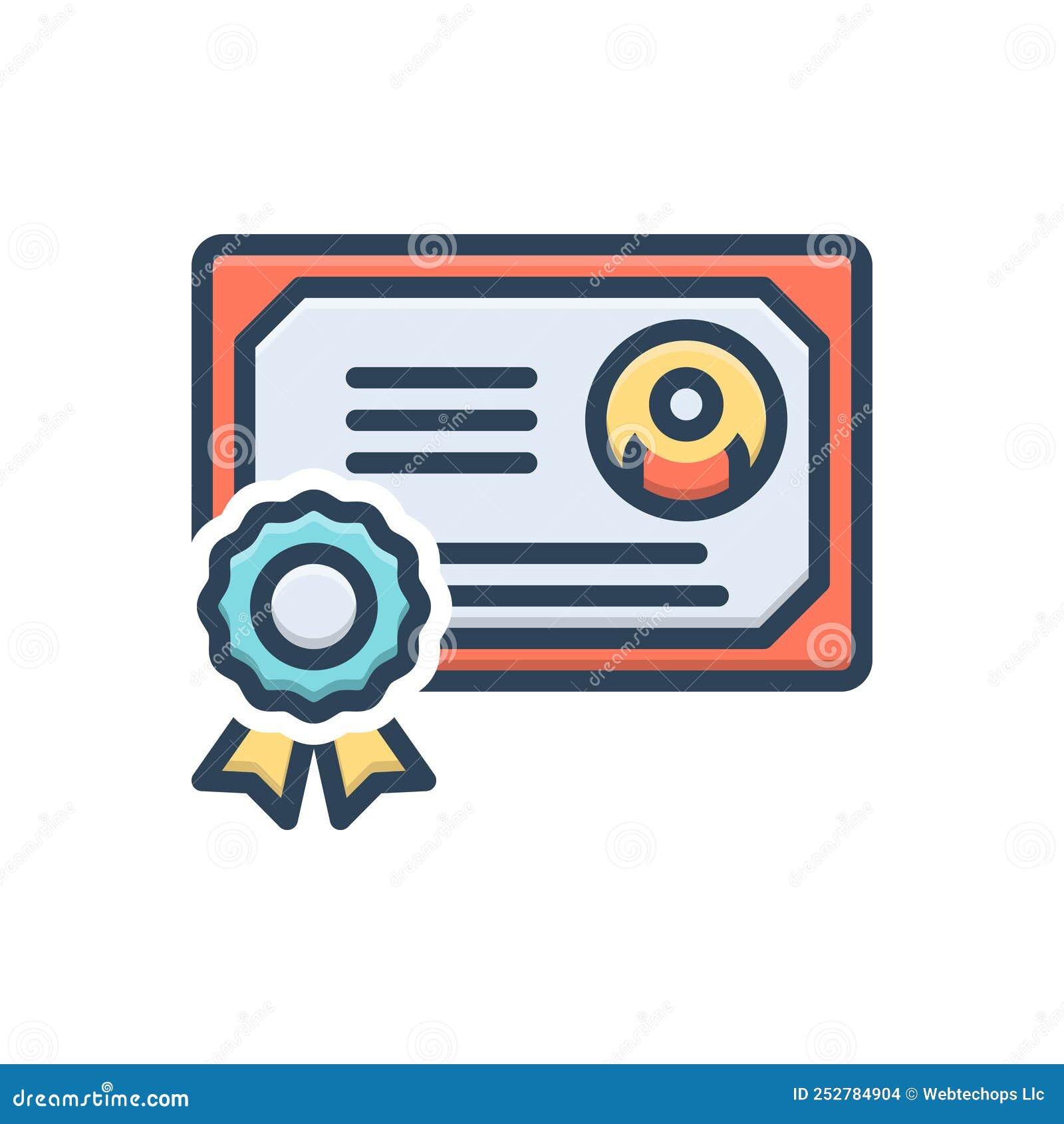 Color Illustration Icon for Certificate, Qualification and Document ...