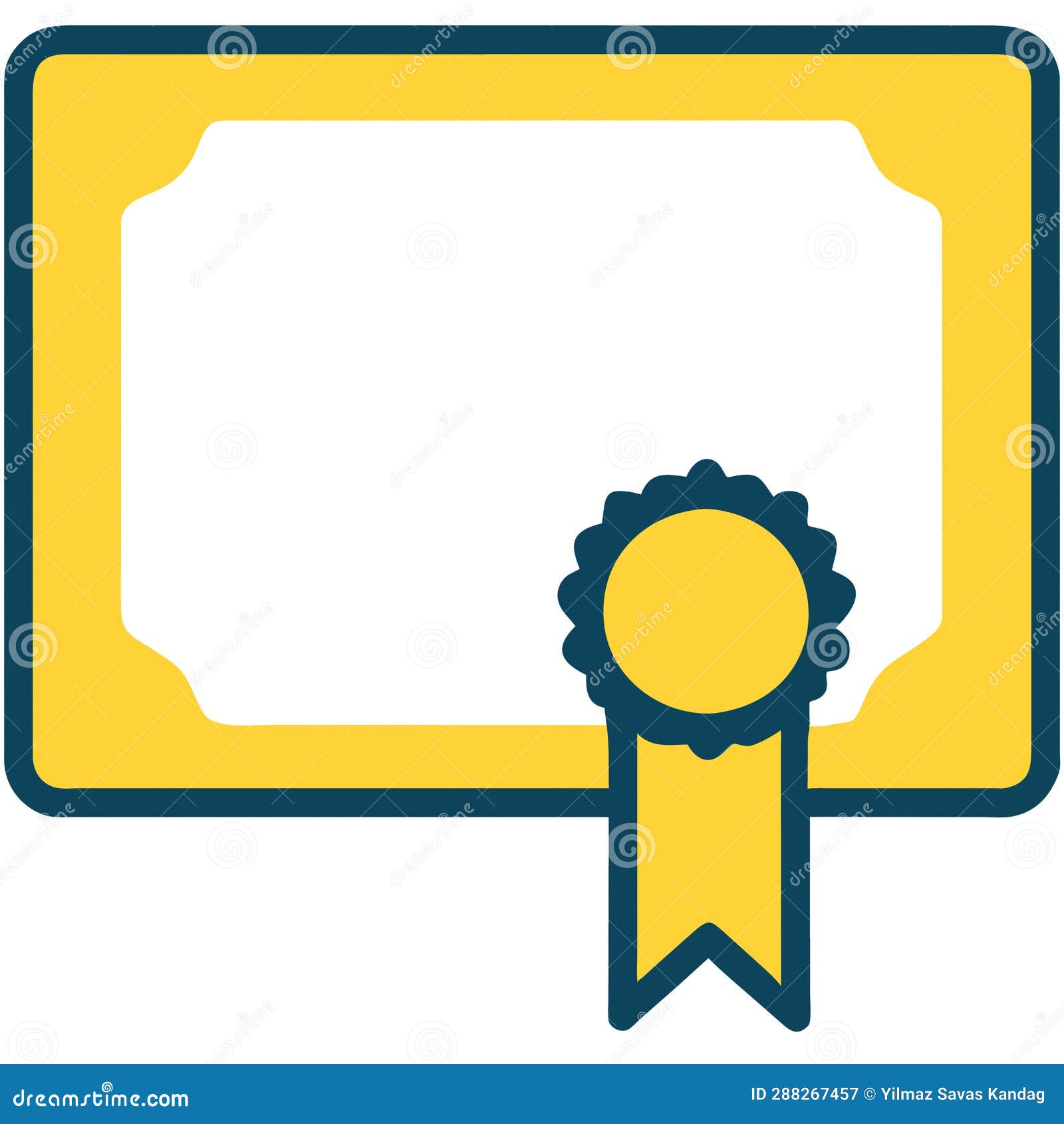 Certificate Icon with Seal Stamp and Rosette, Vector Illustration ...