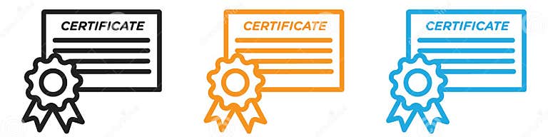 Certificate Icon Vector Logo Set Collection for Web App Ui Stock Illustration - Illustration of ...