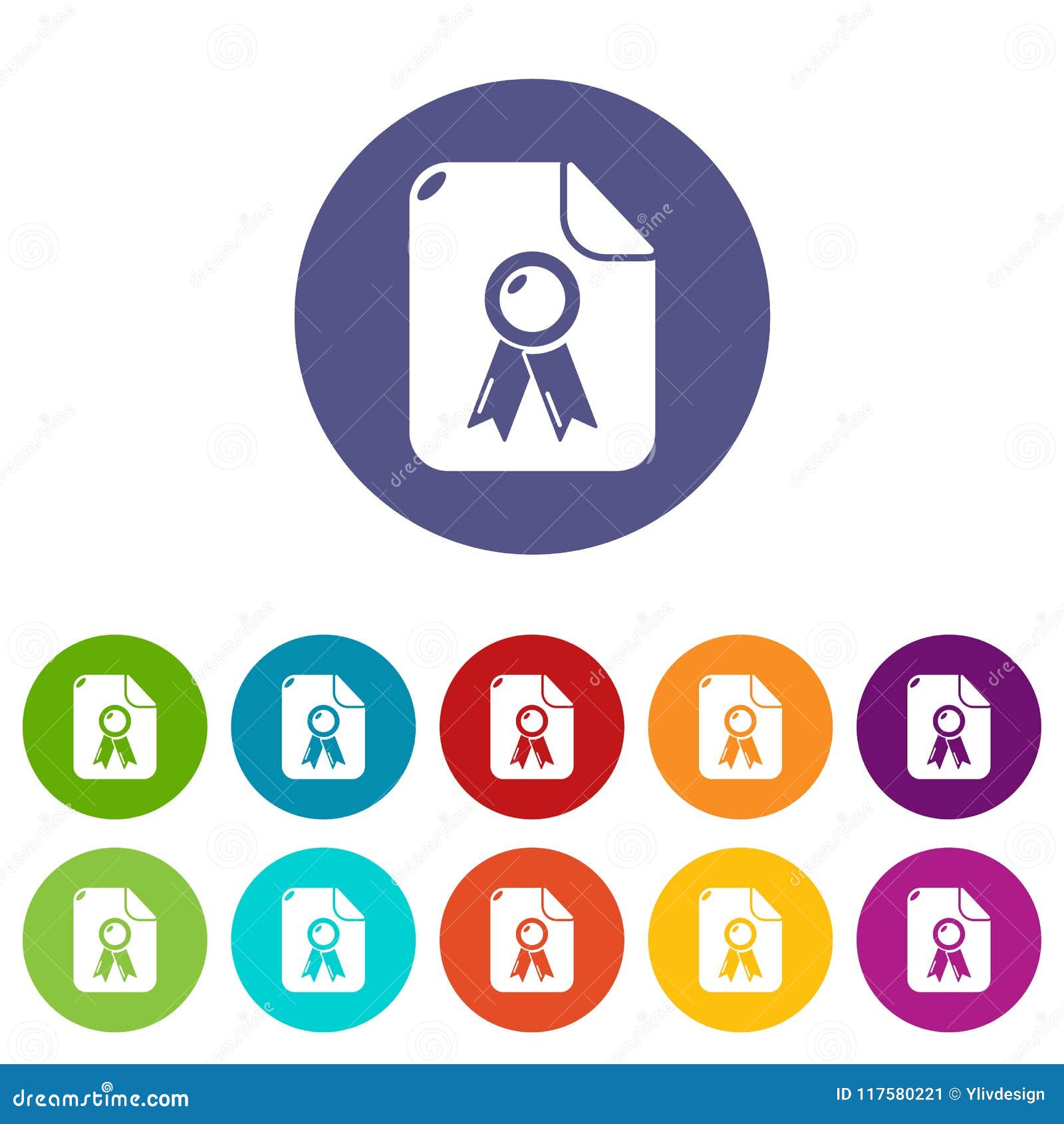Certificate Icons Set Vector Color Stock Vector - Illustration of ...