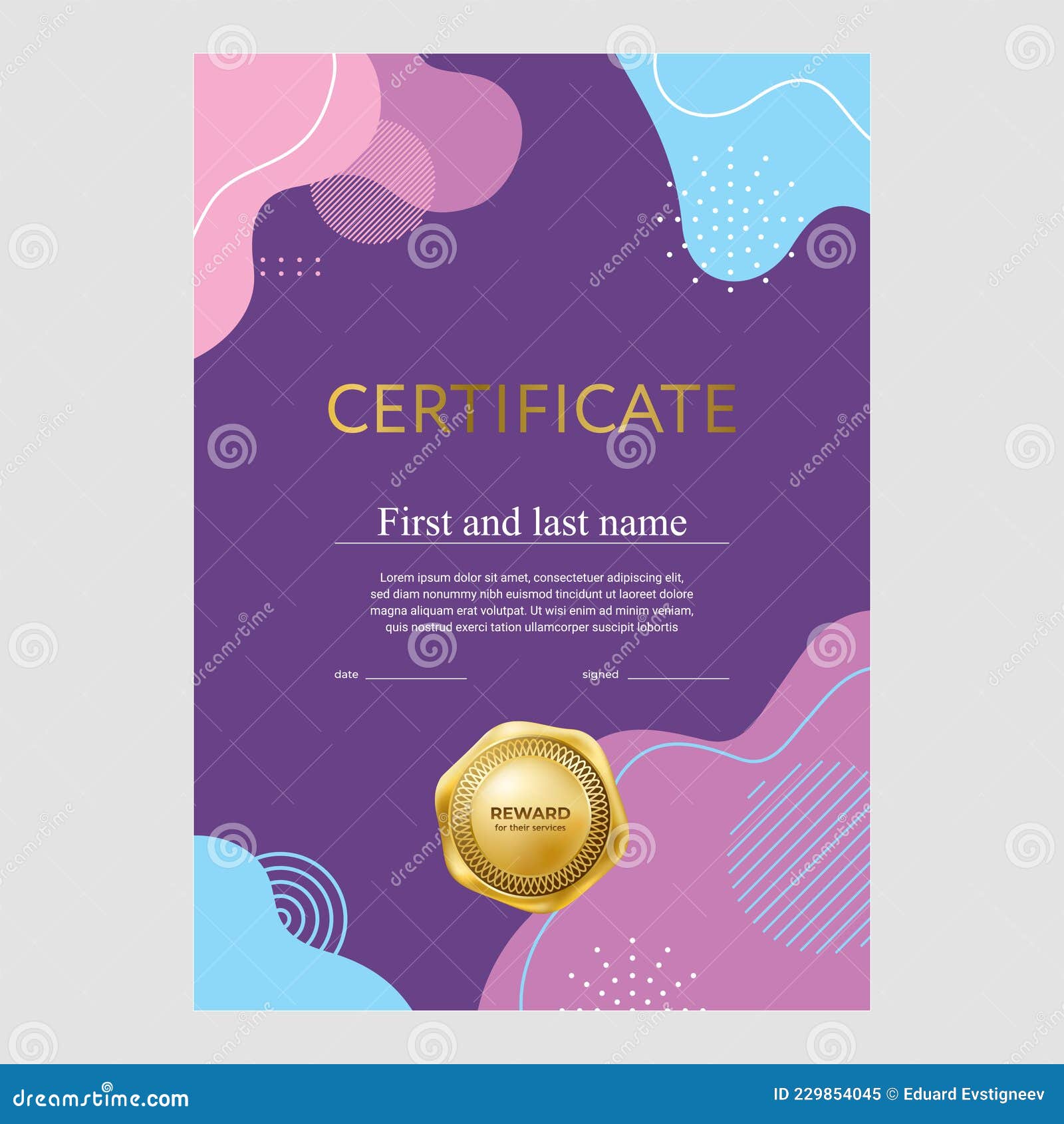 Design of the Certificate, Award Diploma, Modern Geometric Background ...