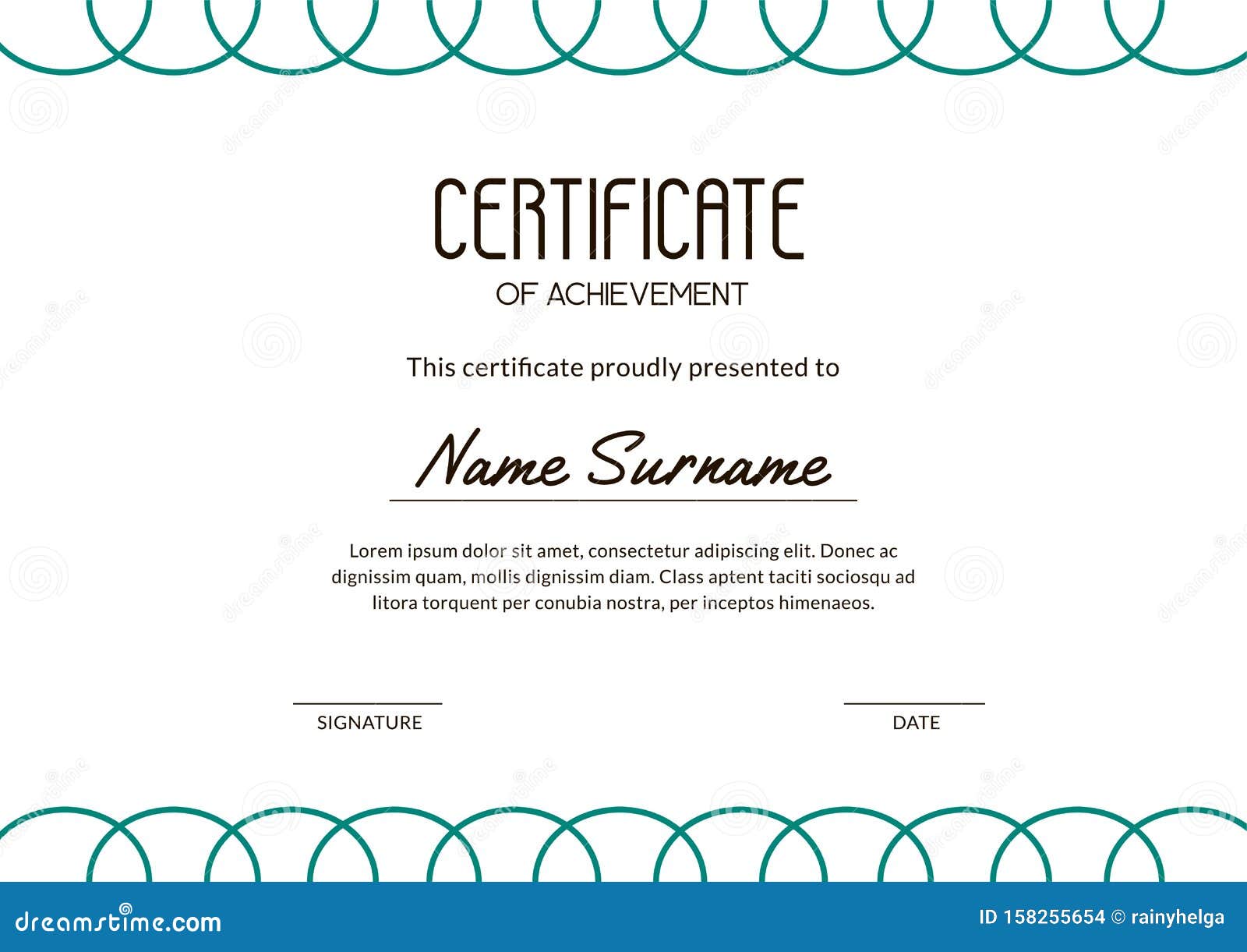 Certificate Layout with Green Blue Repeat Outline Circles. Simple ...