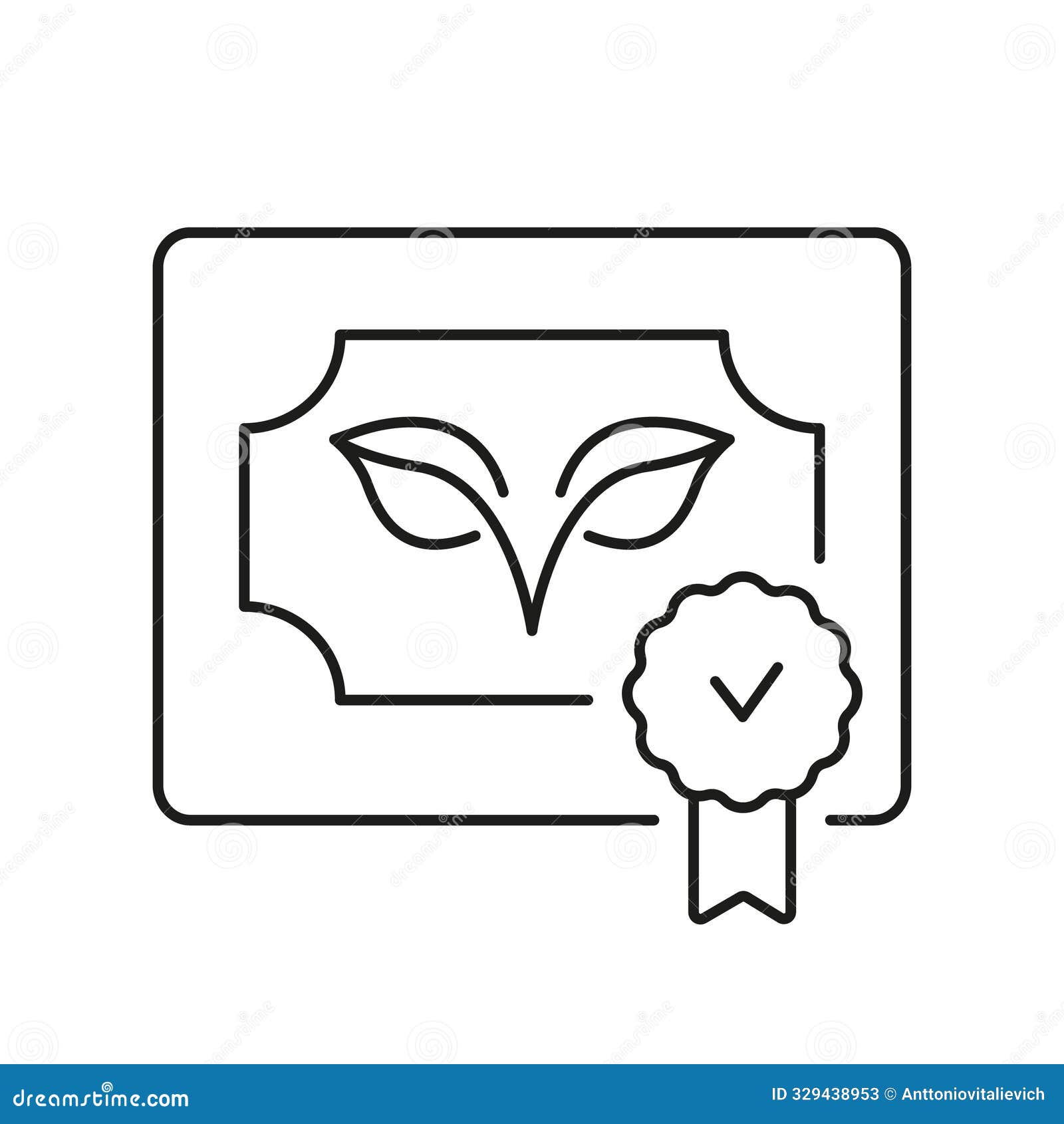 Certificate with Leaf and Checkmark Line Icon. Environmental or Organic ...