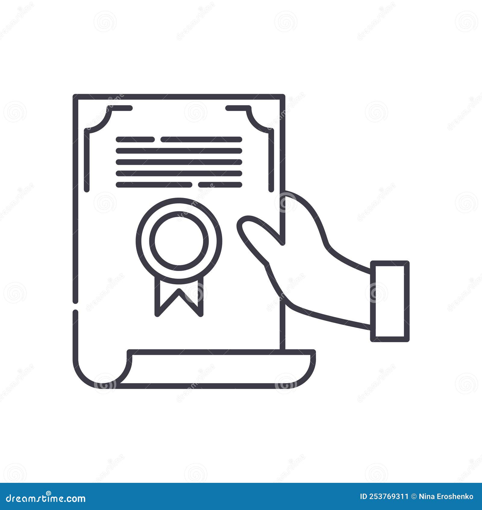 Certificate Line Icon, Outline Symbol, Vector Illustration, Concept ...