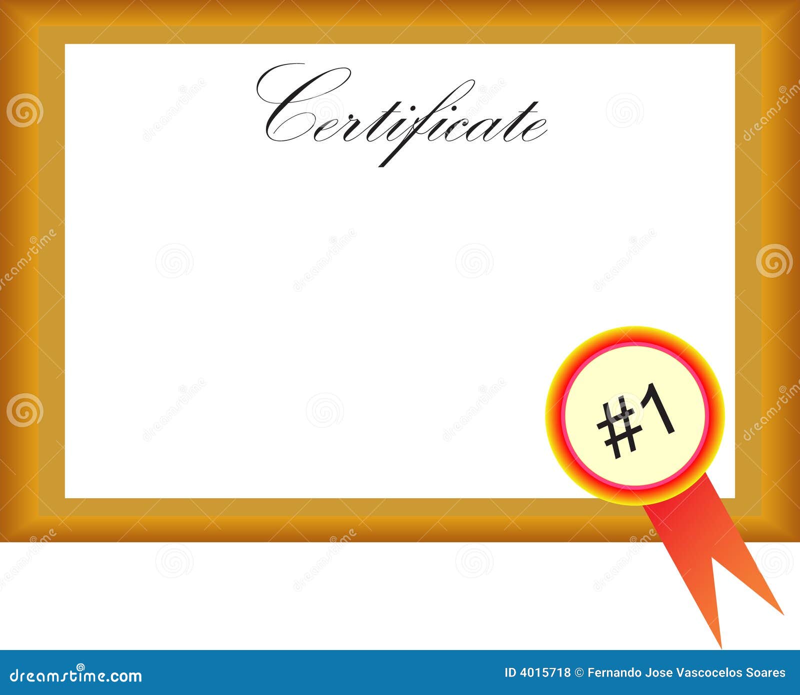 Certificate with Number One Stock Vector - Illustration of frame ...