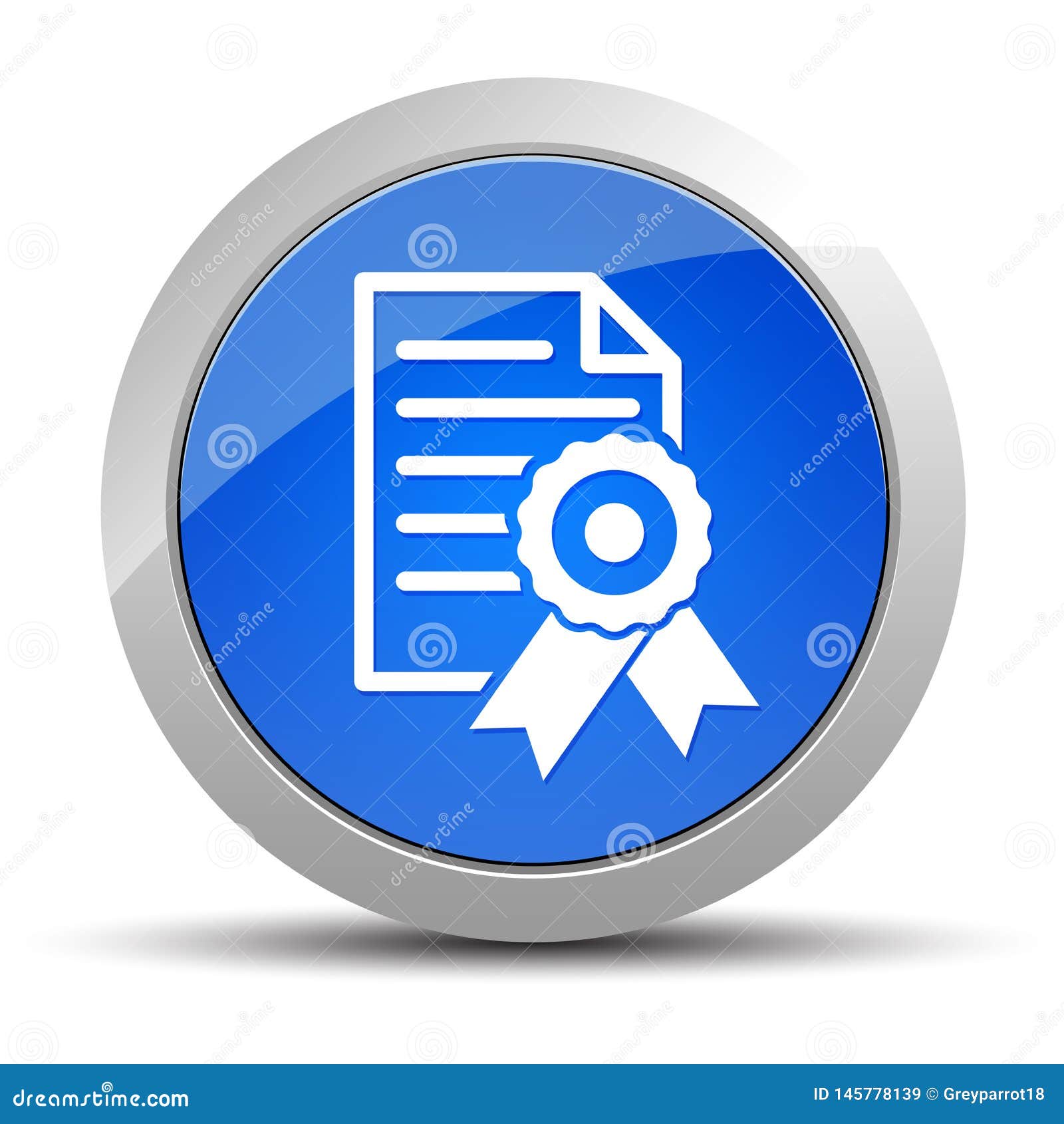 Certificate Paper Icon Blue Round Button Illustration Stock ...