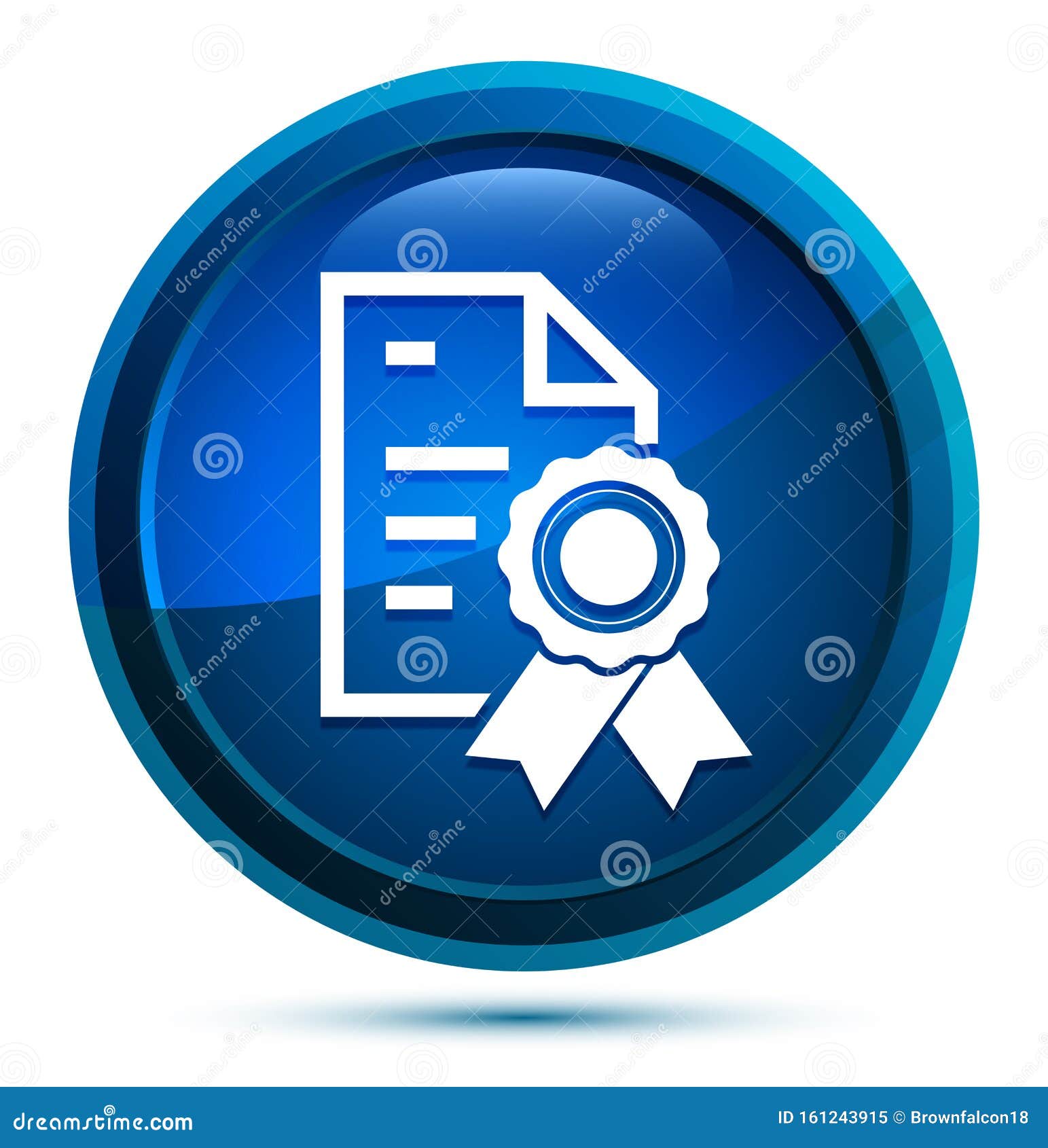 Certificate Paper Icon Elegant Blue Round Button Illustration Stock ...