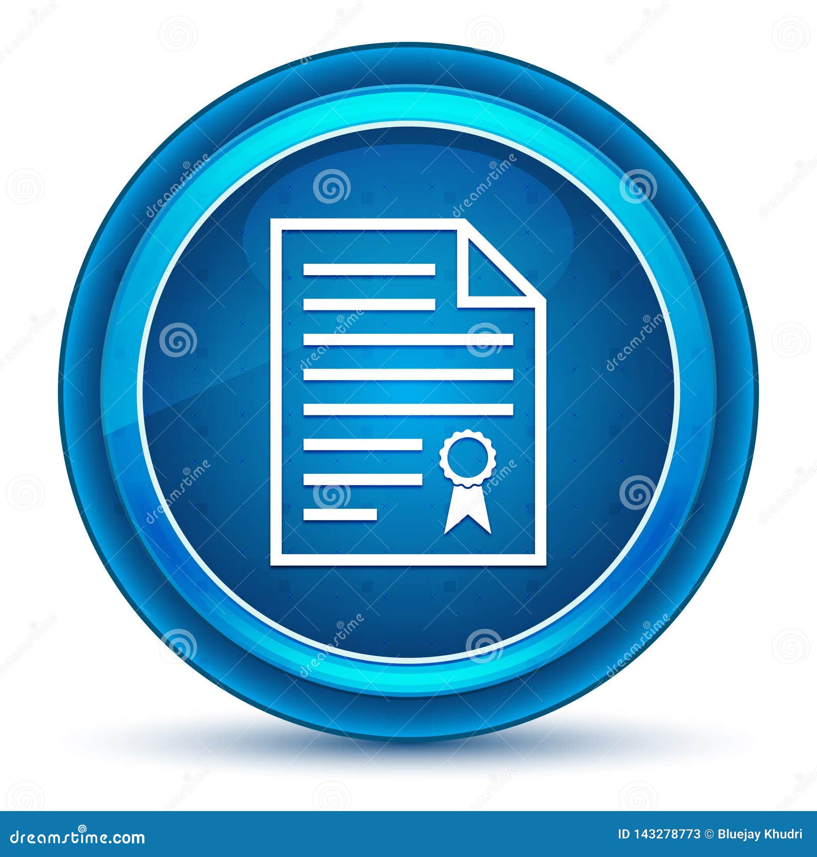 Certificate Paper Icon Eyeball Blue Round Button Stock Illustration ...