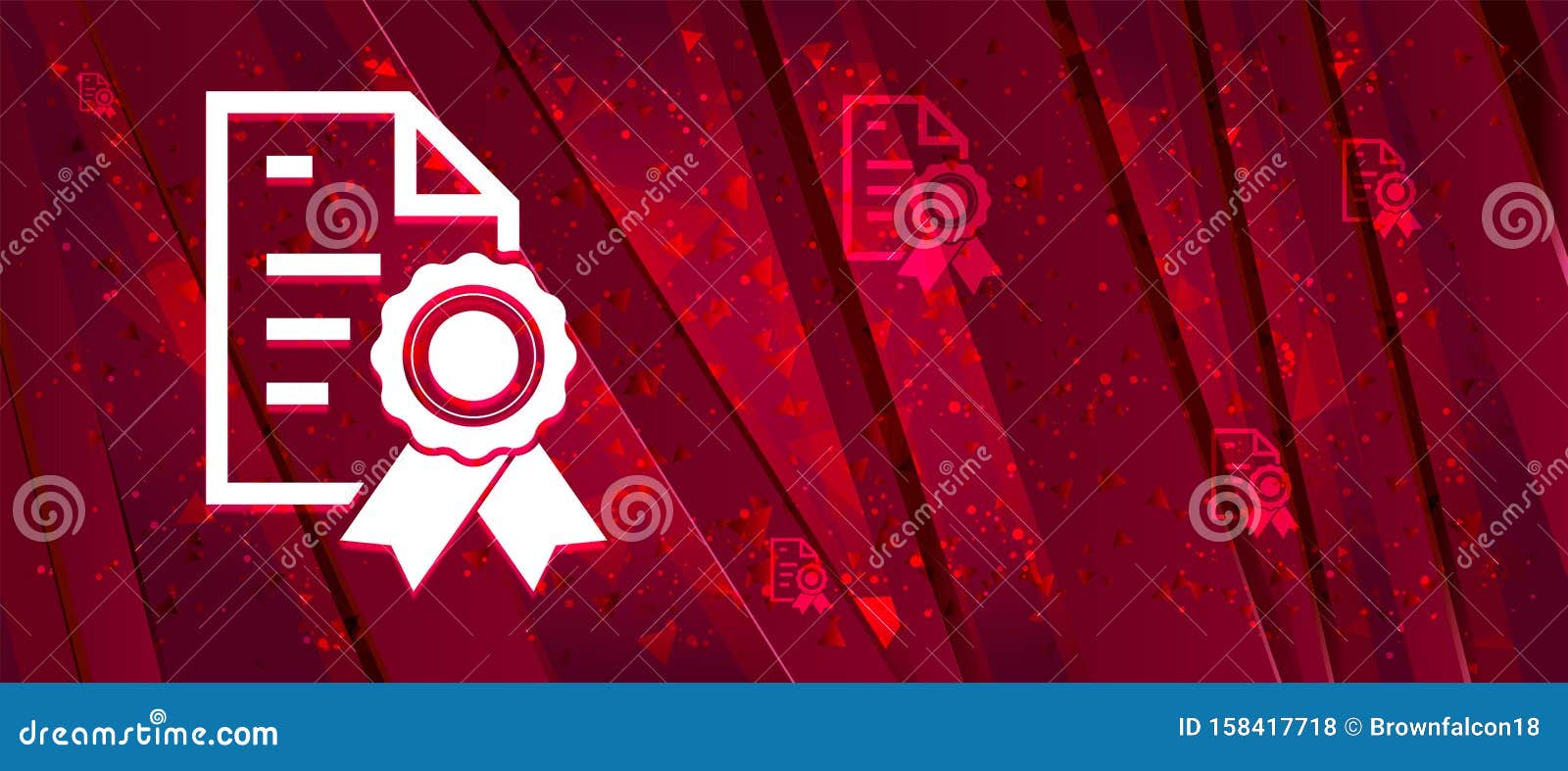 Certificate Paper Icon Abstract Design Bright Red Banner Background ...