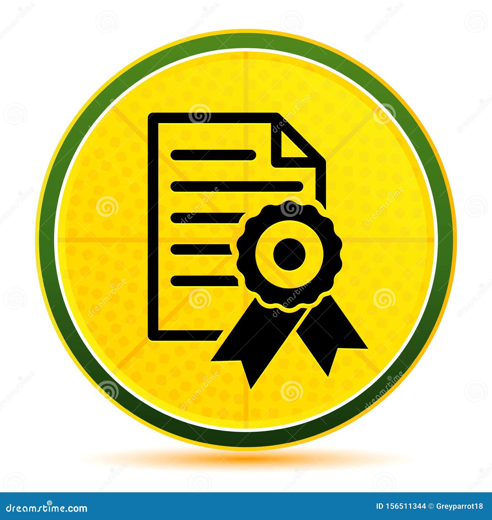 Certificate Paper Icon Lemon Lime Yellow Round Button Illustration ...