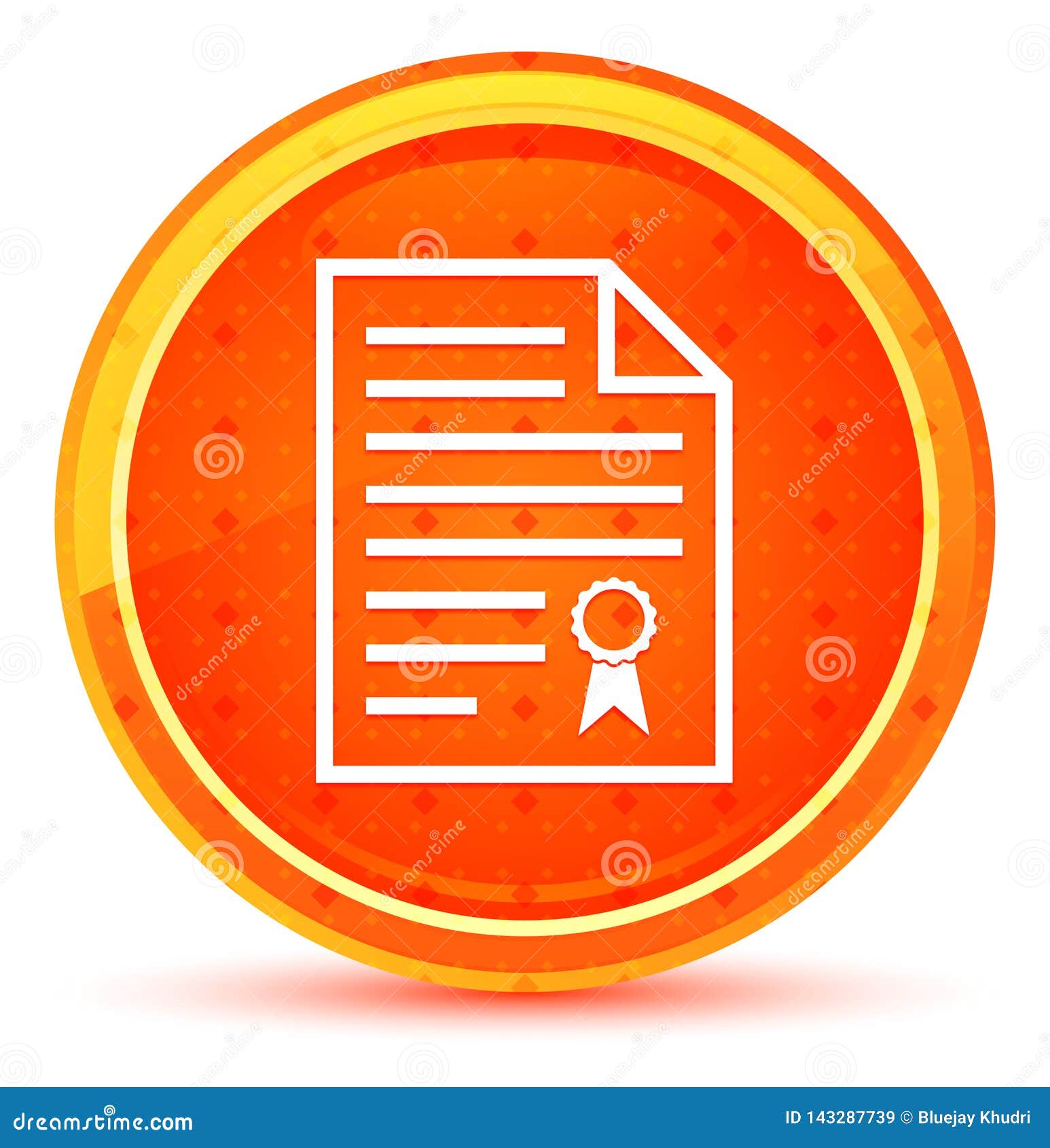 Certificate Paper Icon Natural Orange Round Button Stock Illustration ...