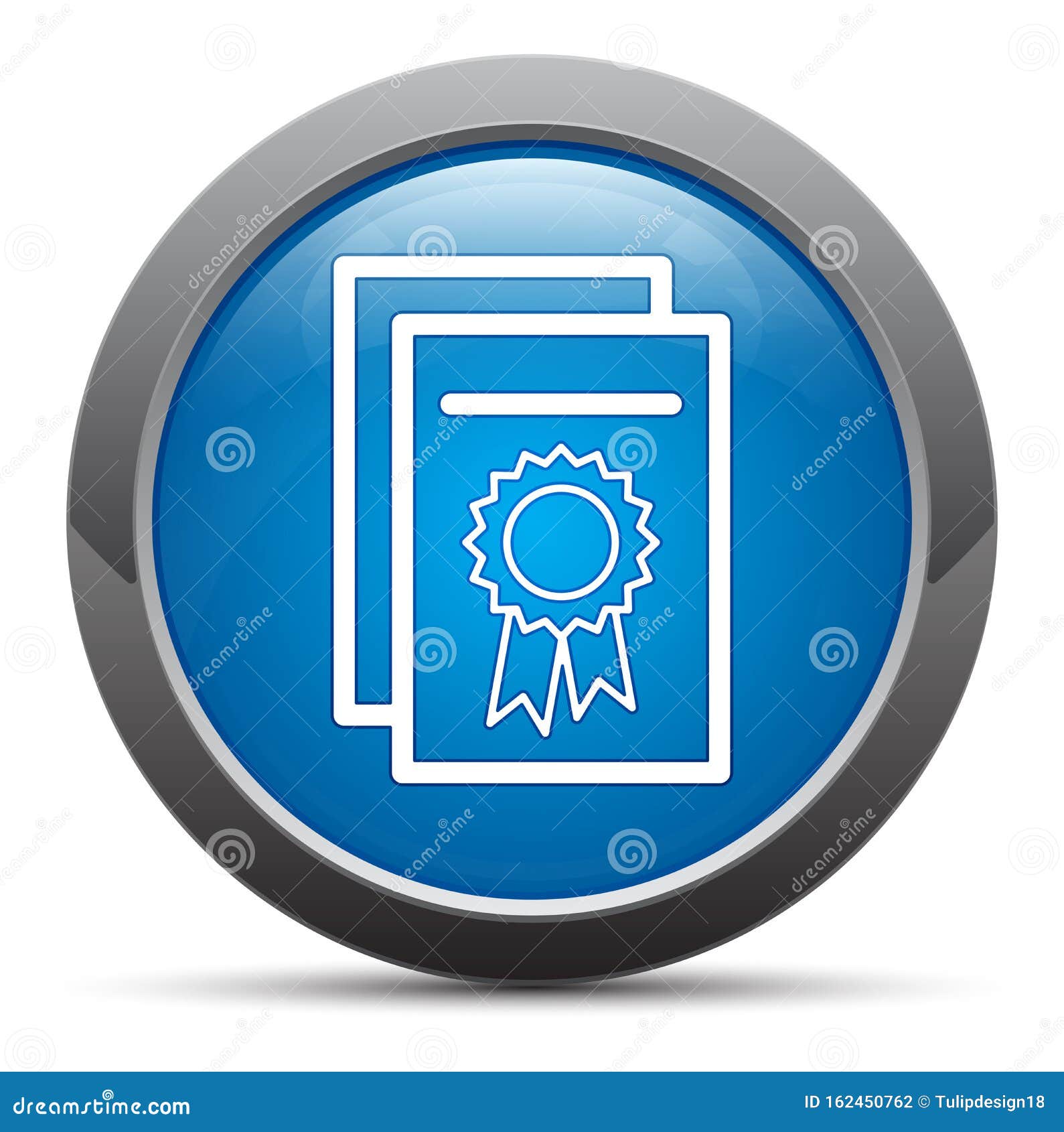 Certificate Paper Icon Premium Blue Round Button Vector Illustration ...