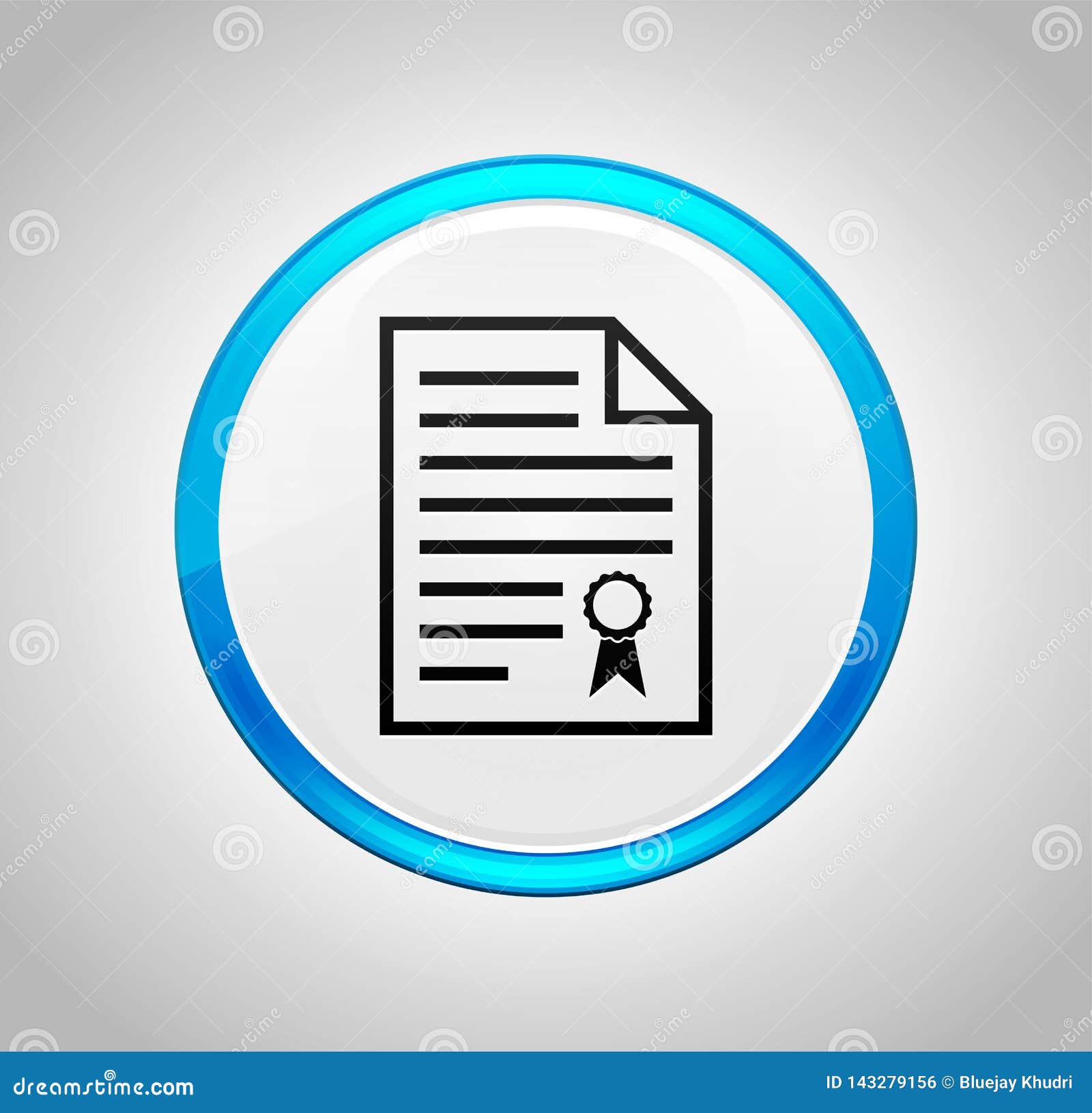 Certificate Paper Icon Round Blue Push Button Stock Illustration ...