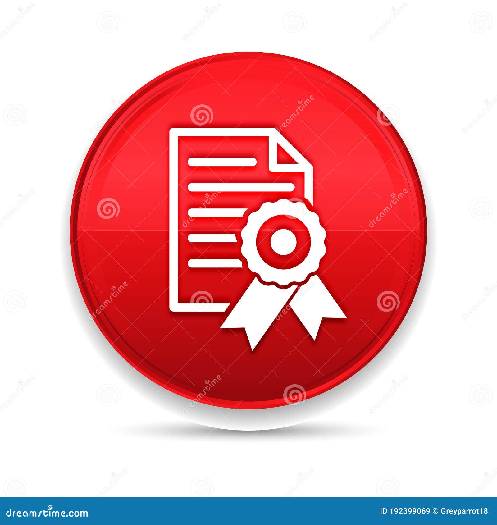 Certificate Paper Icon Shiny Luxury Design Red Button Vector Stock ...