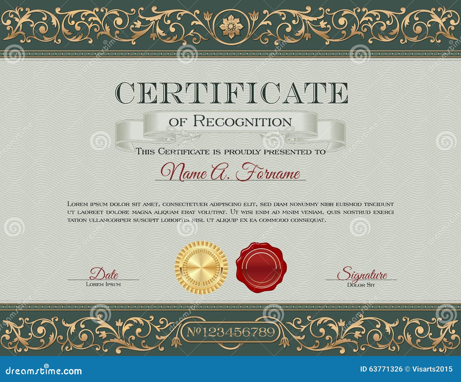 Certificate Of Recognition. Vintage. Floral Frame, Ornaments. Vector ...