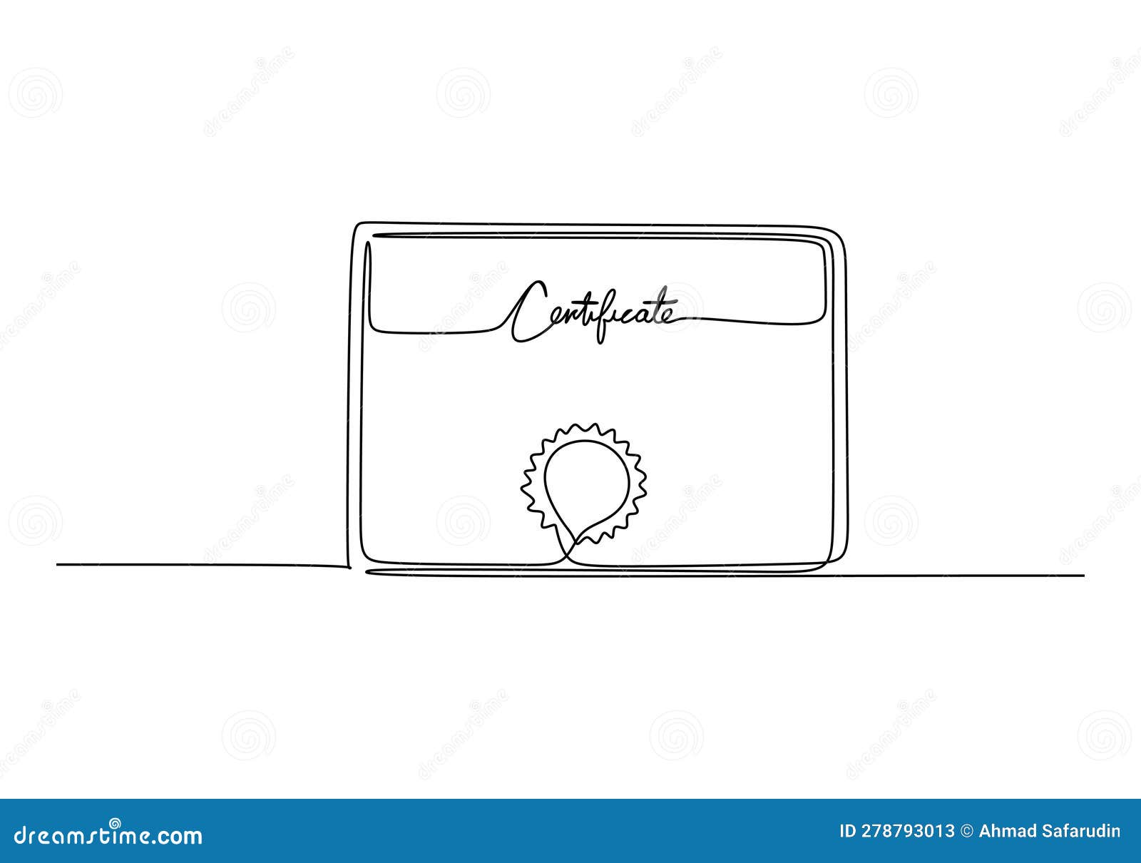 Certificate - School Education Object, One Line Drawing Continuous ...