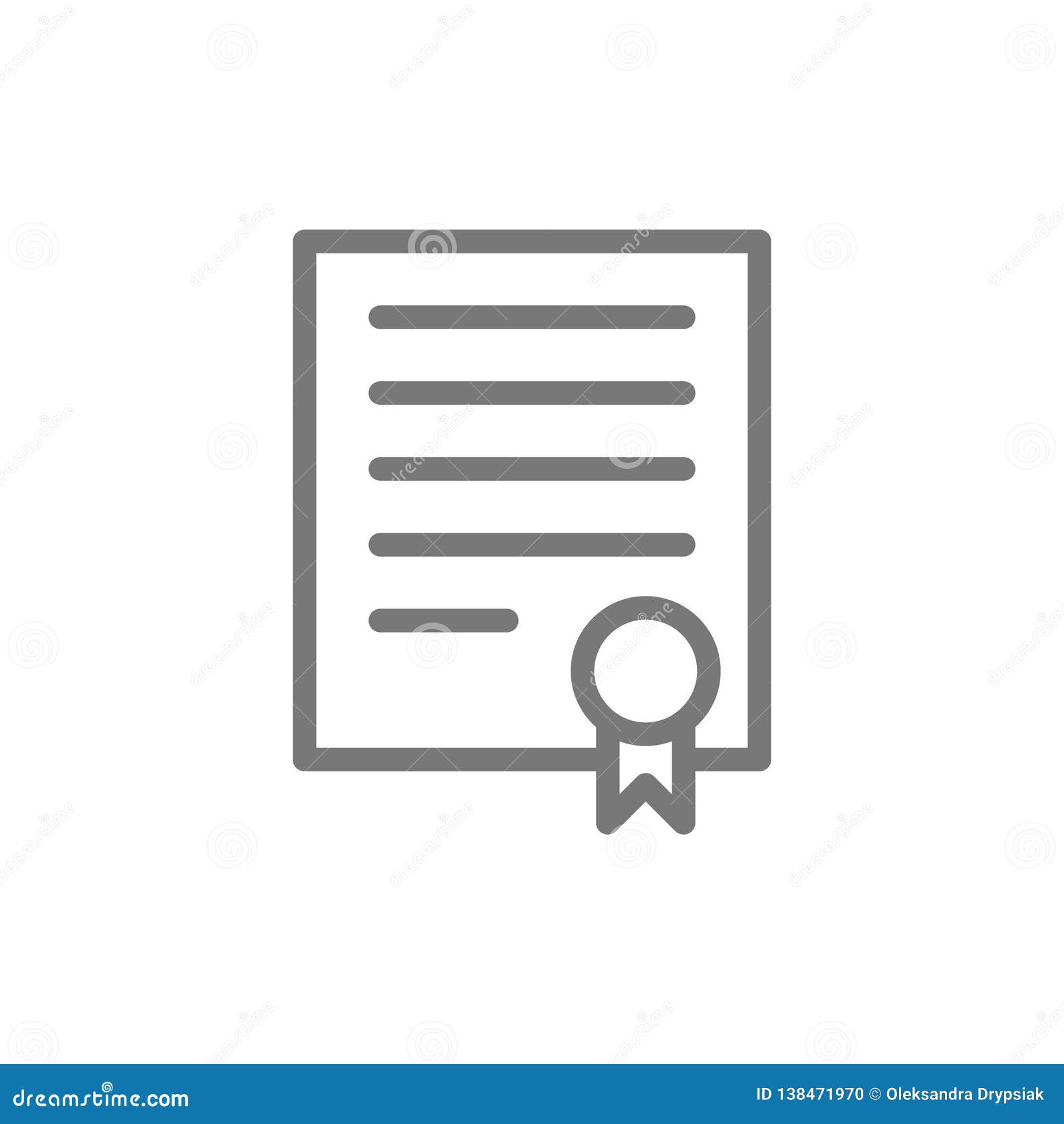 Certificate, Signed Document Line Icon. Stock Vector - Illustration of ...