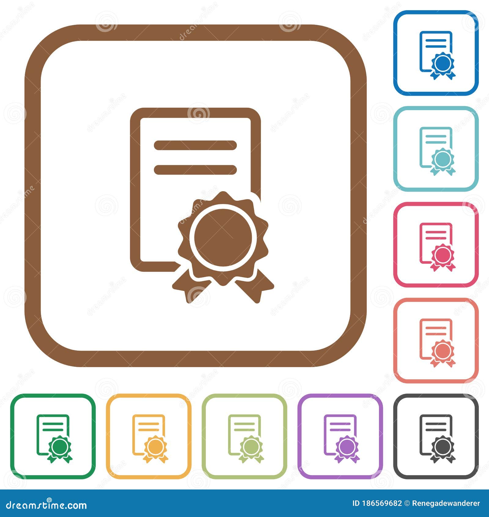 Certificate simple icons stock vector. Illustration of plain - 186569682