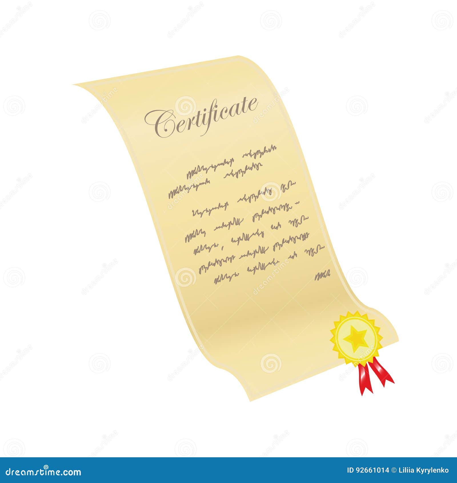 Certificate with a Sticker. Stock Vector - Illustration of champion ...