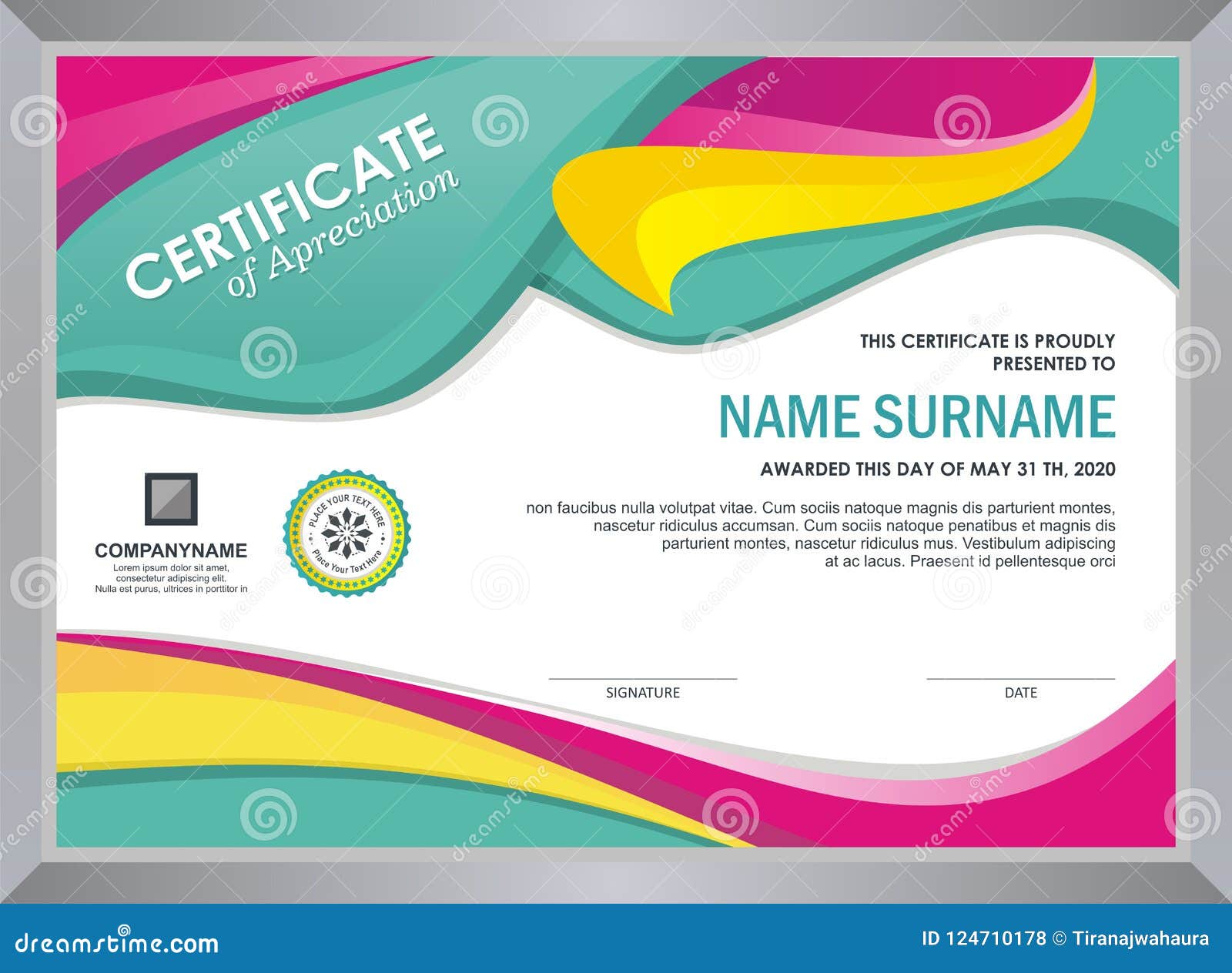 Certificate with Stylish Colorful Wave Design Stock Vector ...