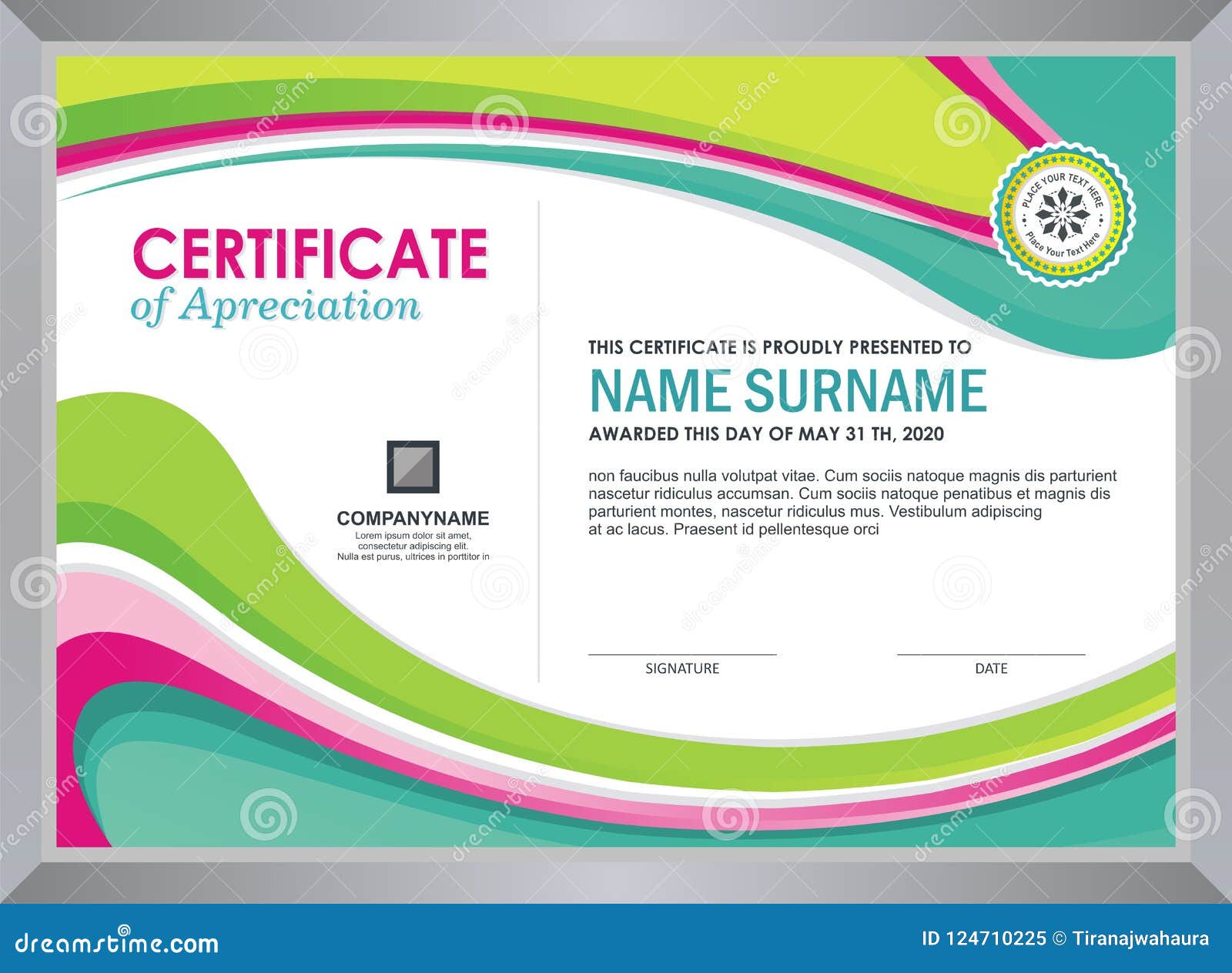Certificate with Stylish Colorful Wave Design Stock Vector ...