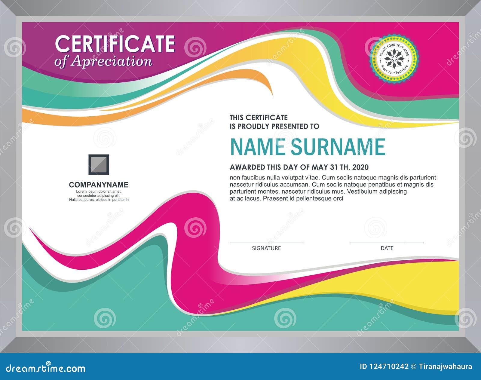 Certificate with Stylish Colorful Wave Design Stock Vector ...
