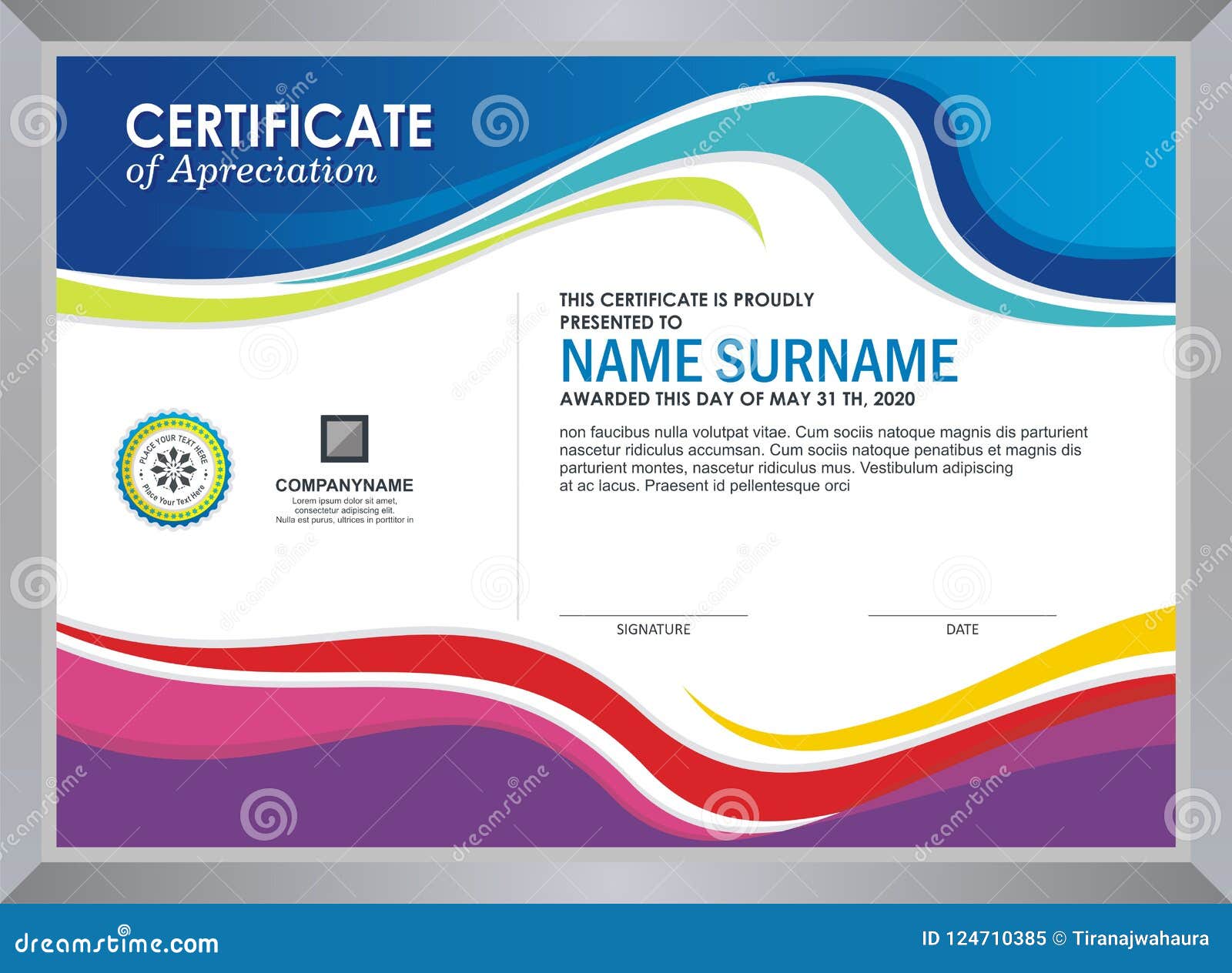 Certificate with Stylish Colorful Wave Design Stock Vector ...