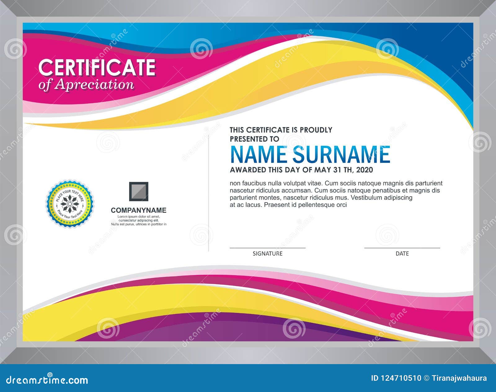 Certificate with Stylish Colorful Wave Design Stock Vector ...